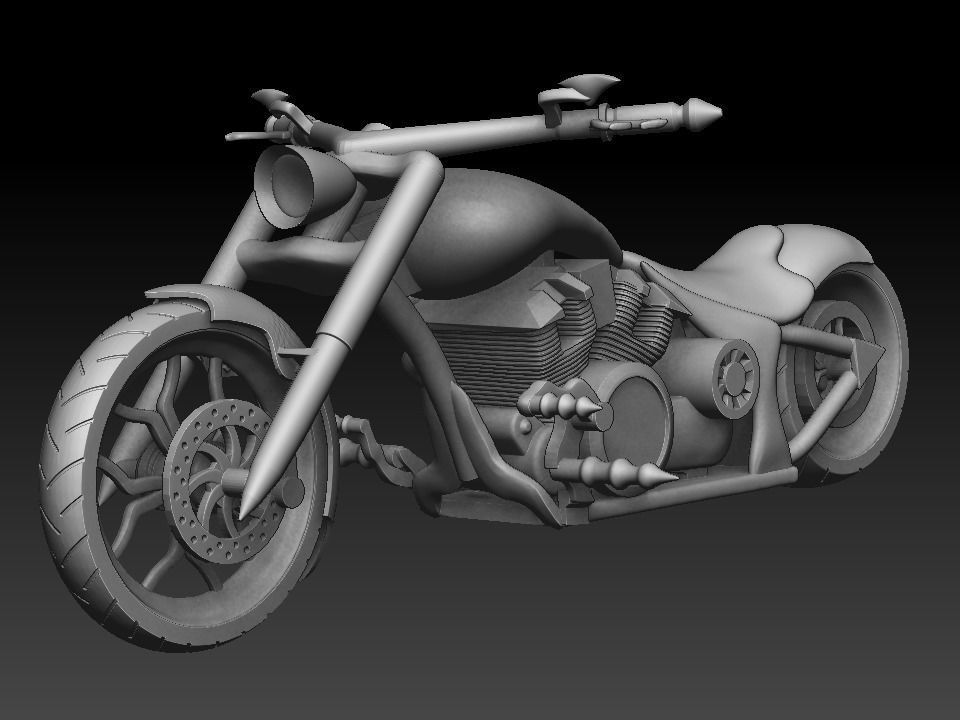 Chopper Motorcycle 3D model 3D printable | CGTrader