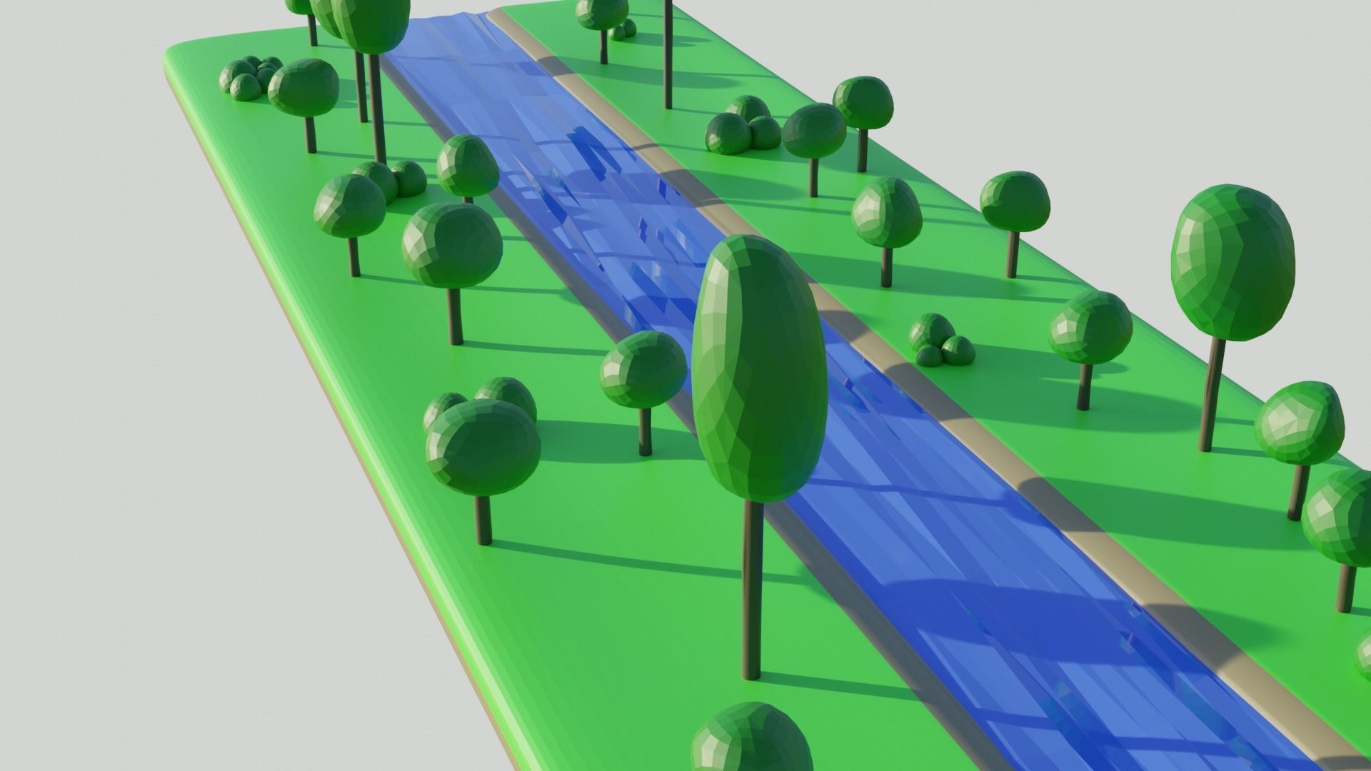Low Poly River 3D Model area with trees and free VR / AR / low-poly 3D ...