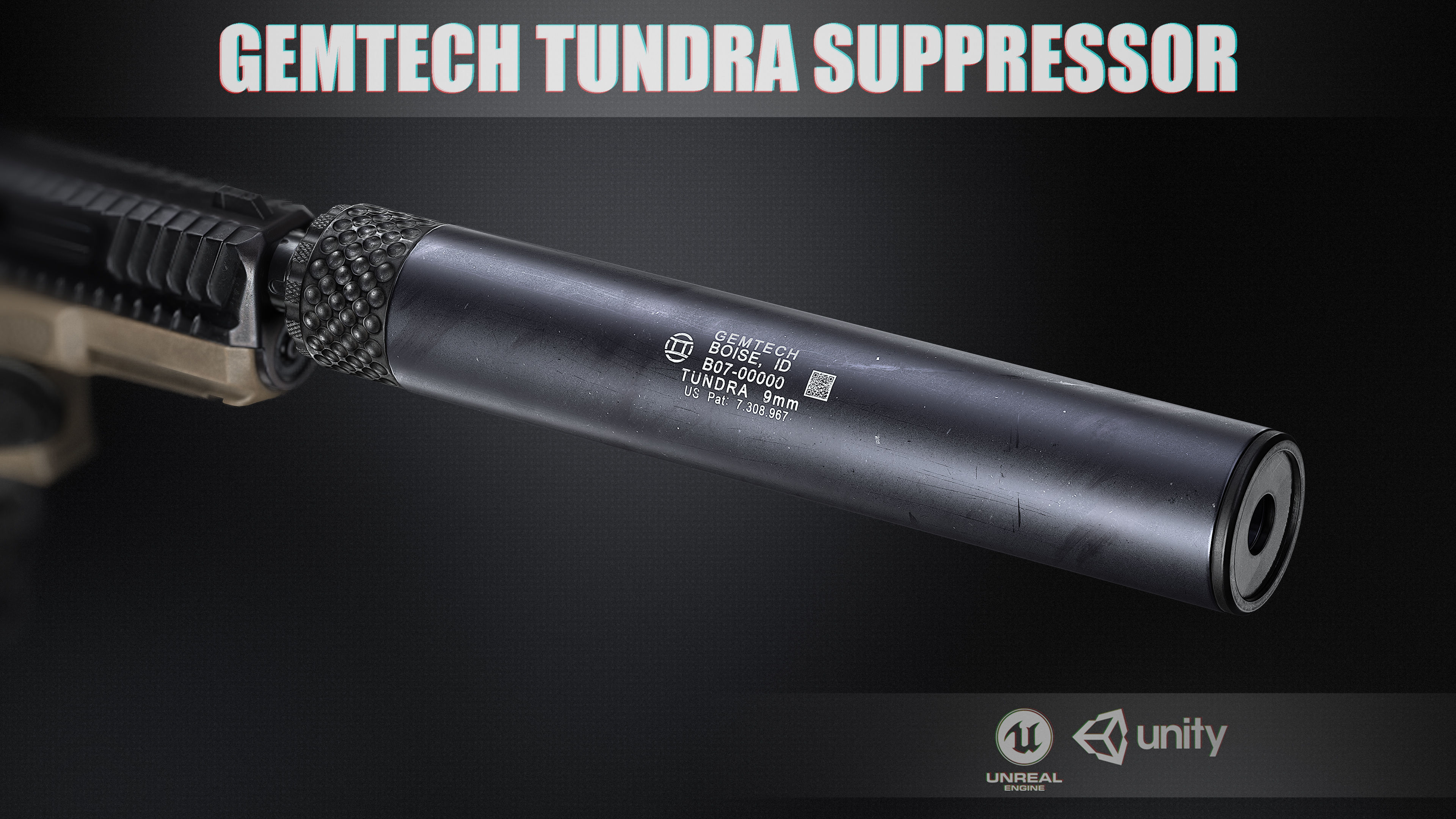 3D model Gemtech Tundra Suppressor 9mm VR / AR / low-poly | CGTrader