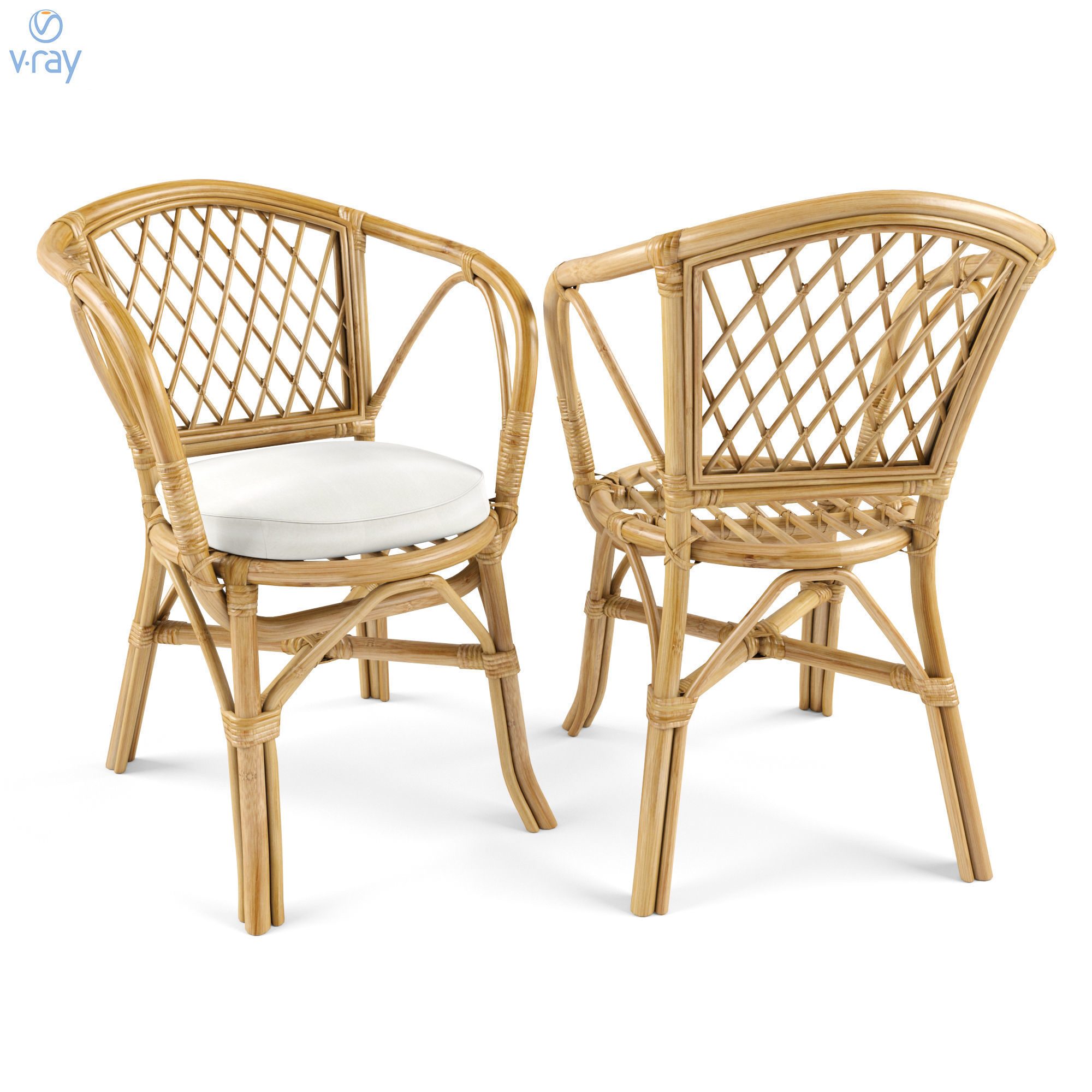 Rattan armchair with cushion 3D model | CGTrader