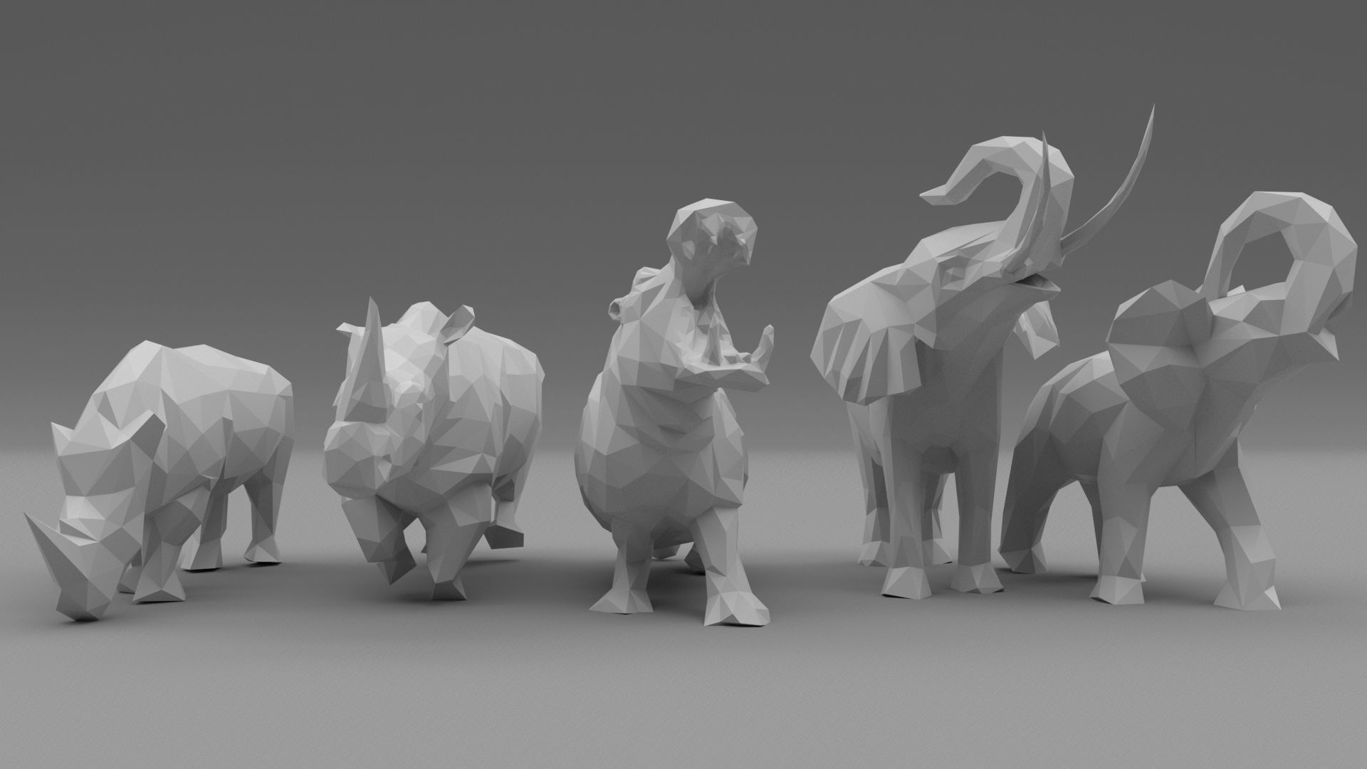 Low Poly - Triangulated Stylized animals pack 3D print 3D model 3D ...