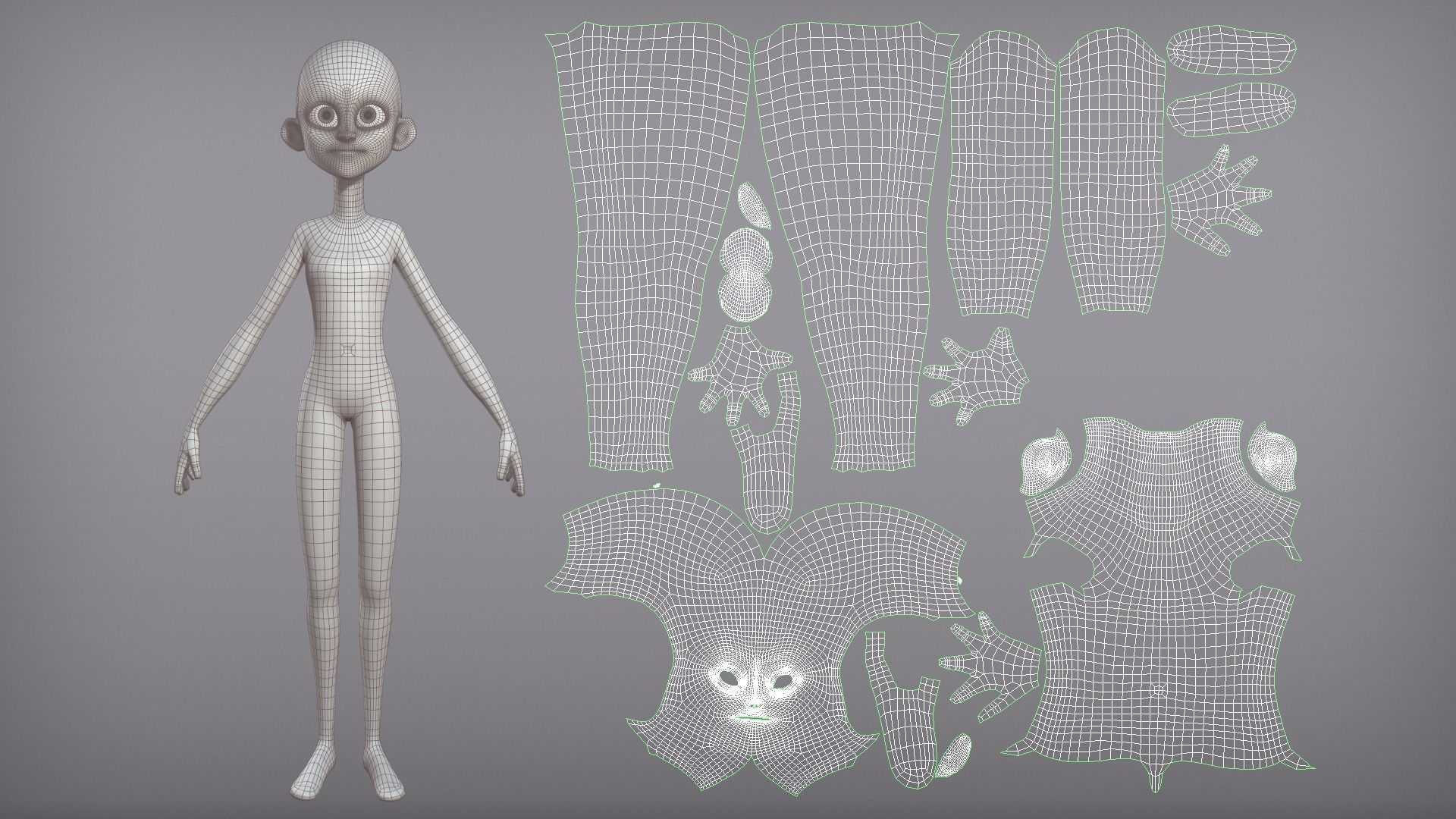 3D model Male and female cartoon characters base mesh VR / AR / low ...