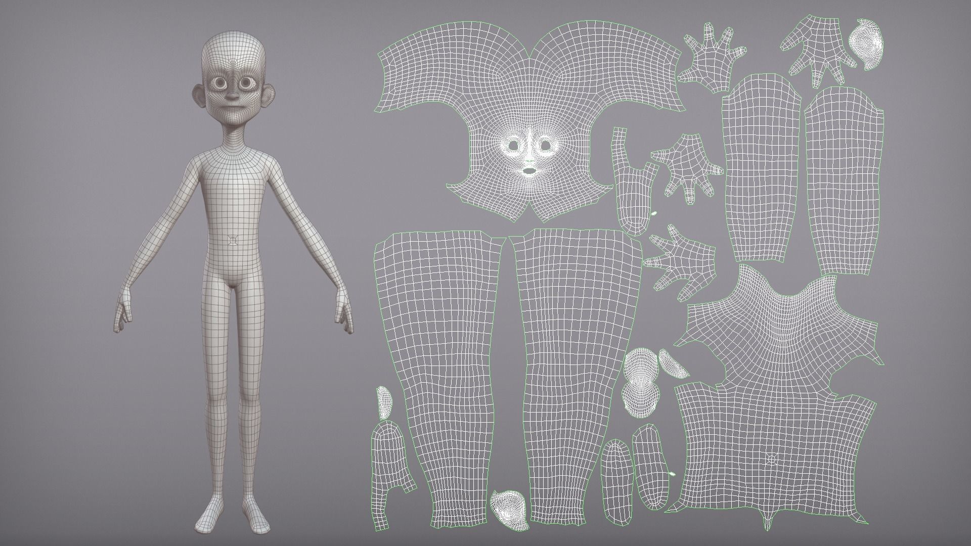 3D model Male and female cartoon characters base mesh VR / AR / low ...