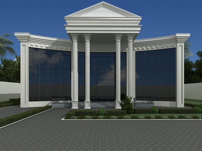 cards building with columns and pillars free 3D model | CGTrader