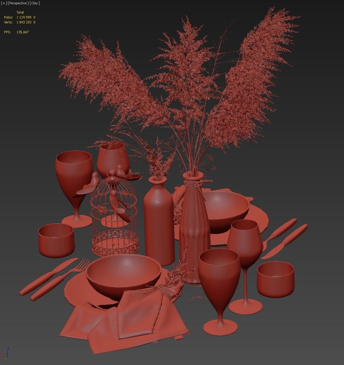 Straw Table Set 3D model | CGTrader