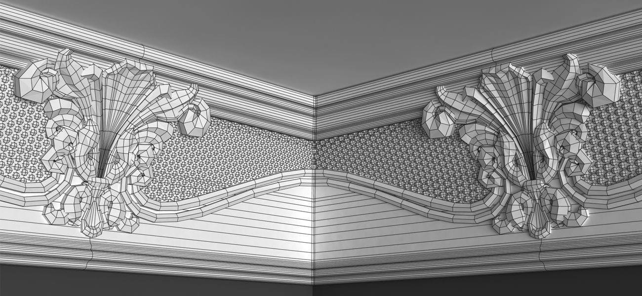 Cornice Moulding with classic floral elements 3D model 3D model | CGTrader