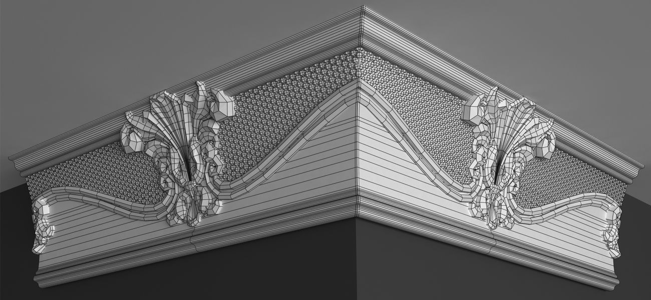 Cornice Moulding with classic floral elements 3D model 3D model | CGTrader