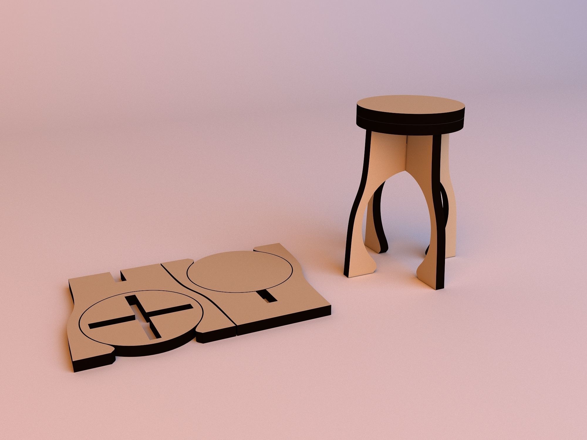 3d puzzle chair wood 3D model | CGTrader