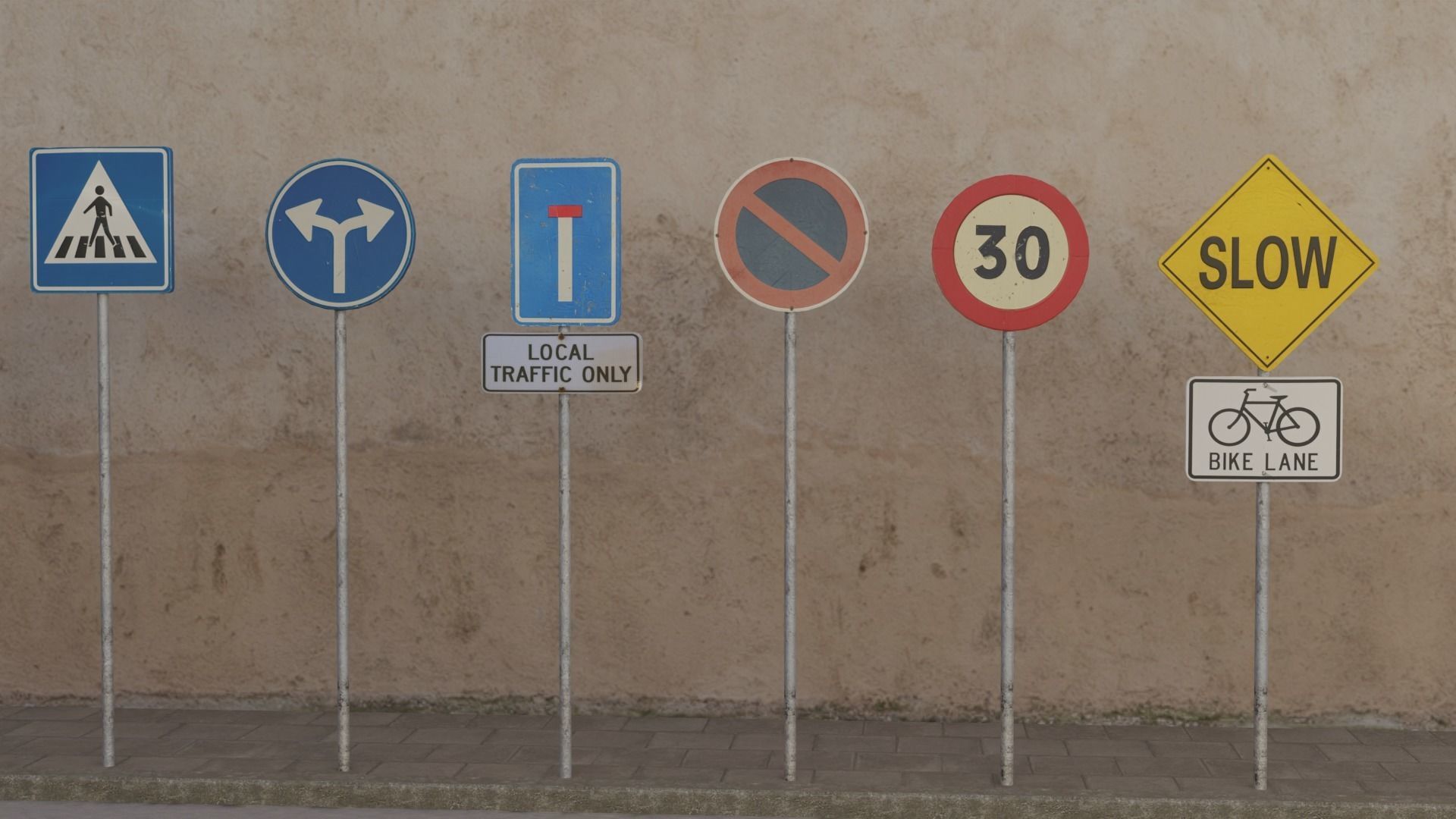 3D model Road sign pack VR / AR / low-poly | CGTrader