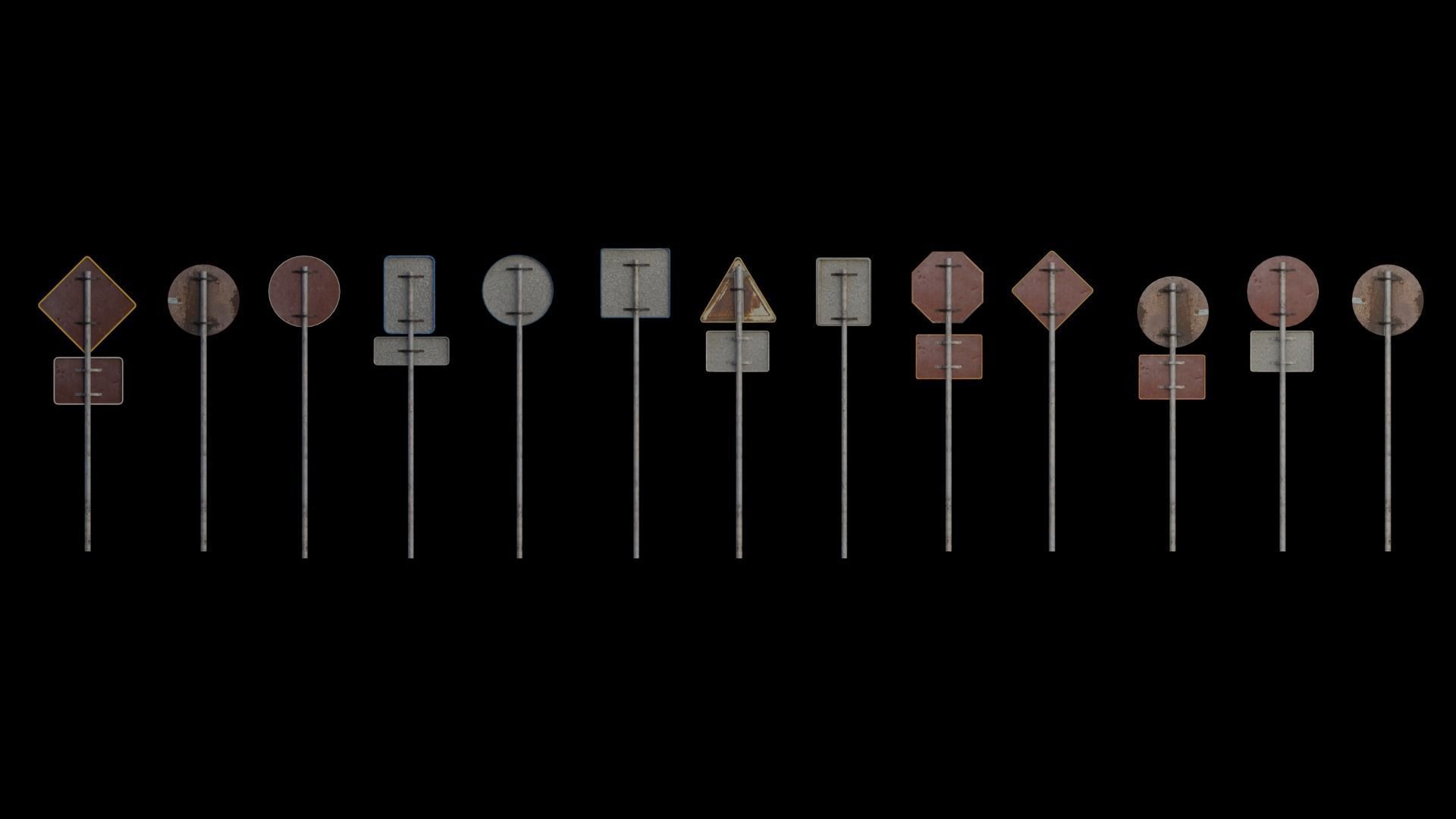 3D model Road sign pack VR / AR / low-poly | CGTrader