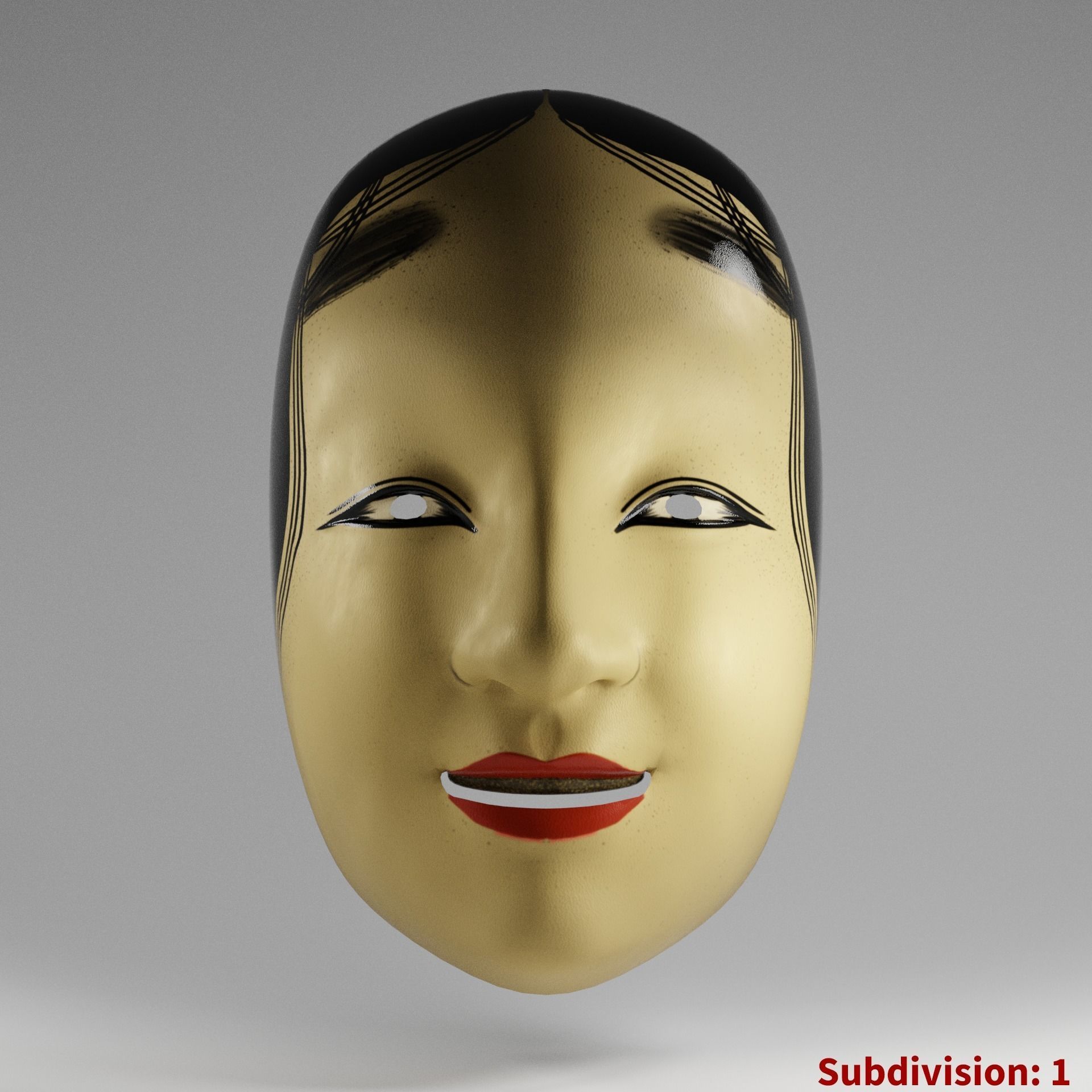 3D model Japanese Mask Onna Noh Theatre mask low-poly 3d model VR / AR ...