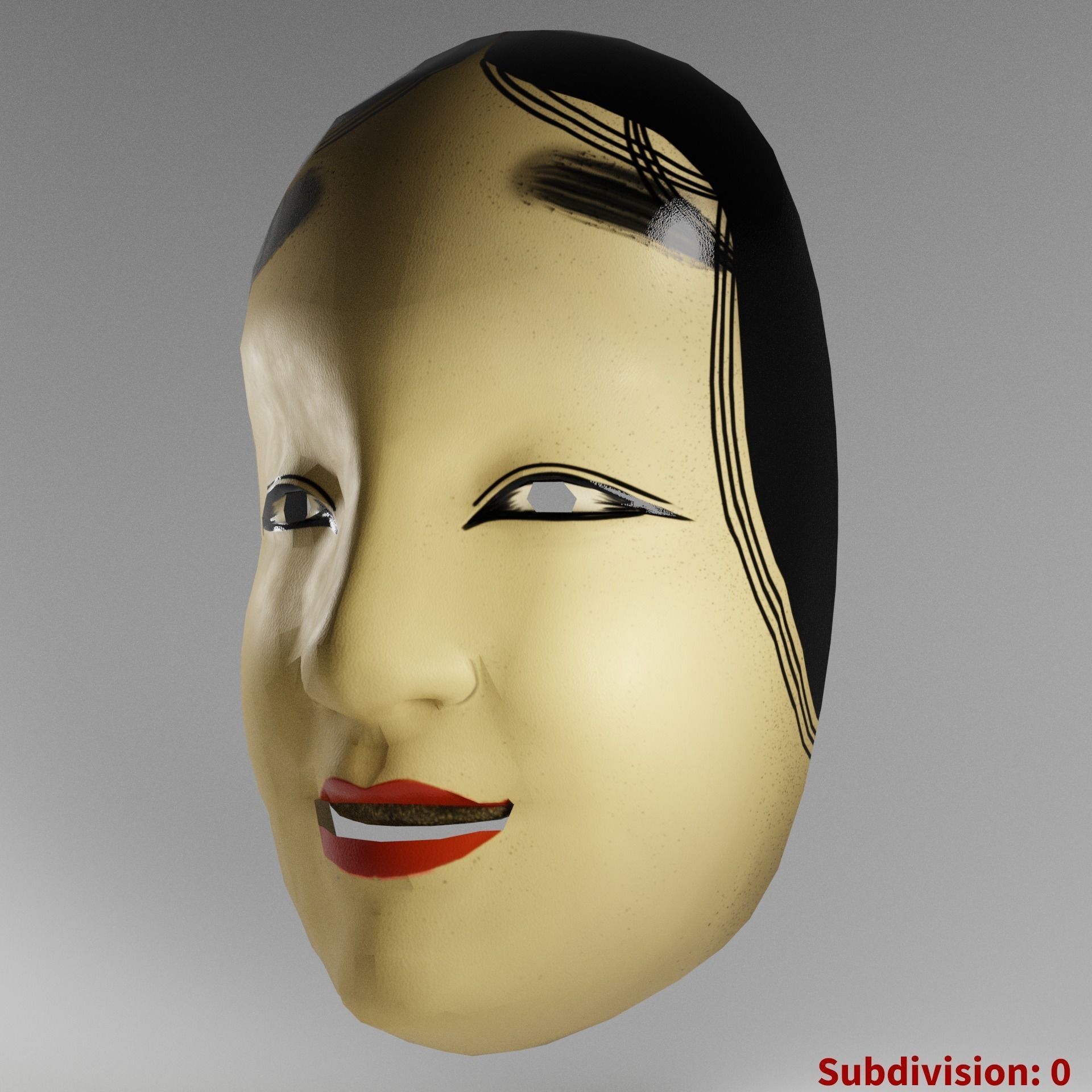 3D model Japanese Mask Onna Noh Theatre mask low-poly 3d model VR / AR ...