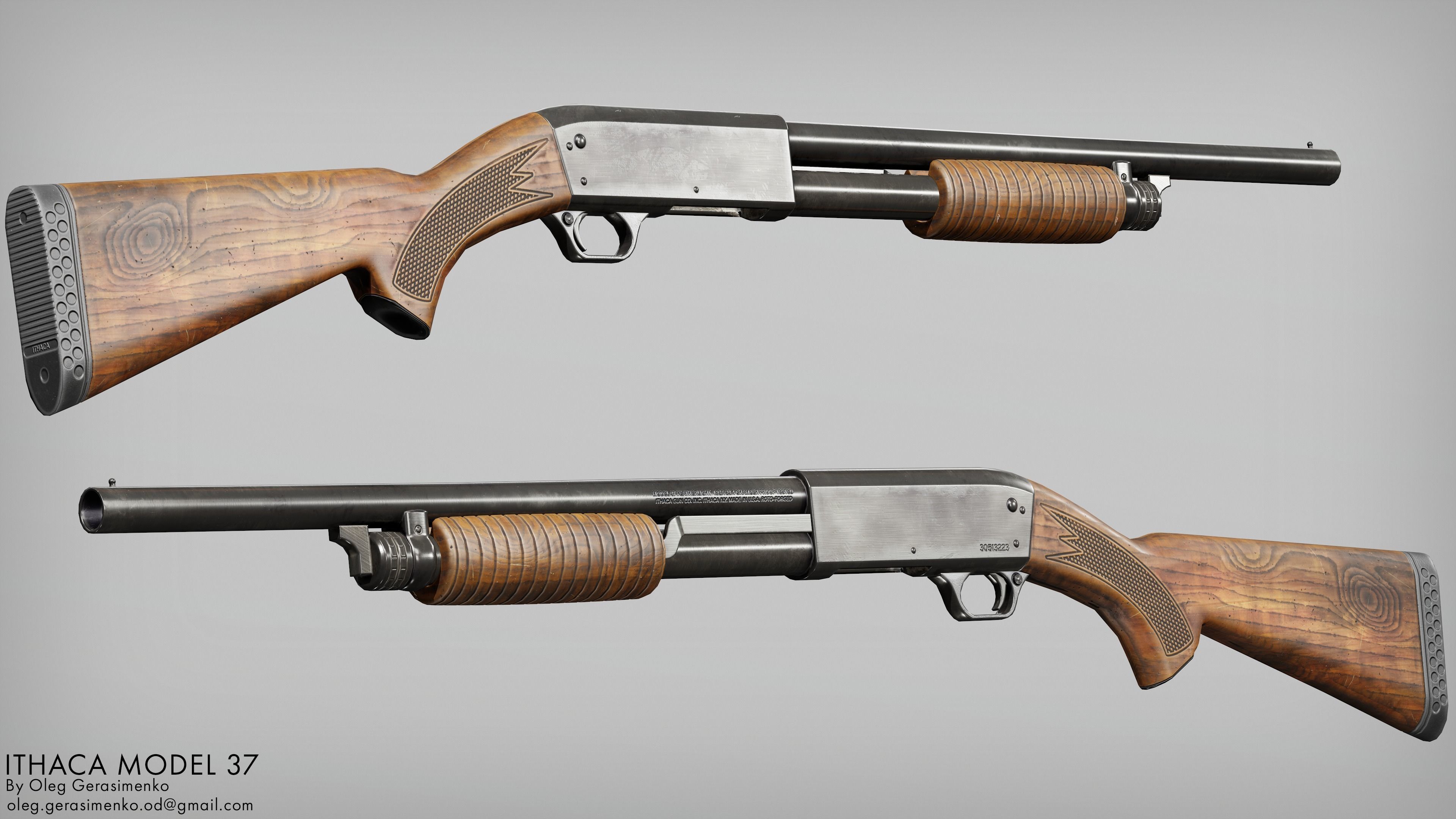 3D model Ithaca Model 37 VR / AR / low-poly | CGTrader