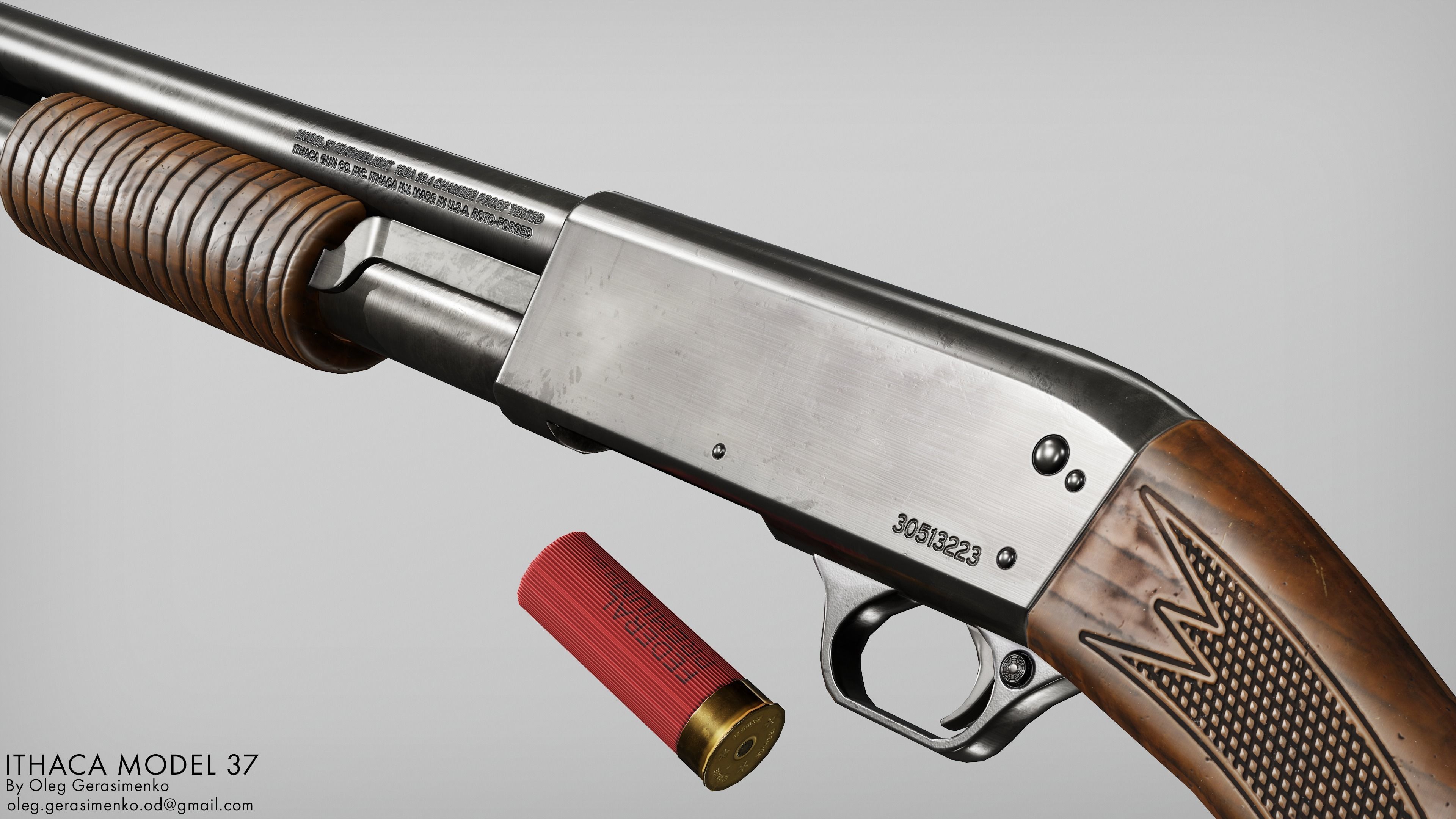 3D model Ithaca Model 37 VR / AR / low-poly | CGTrader