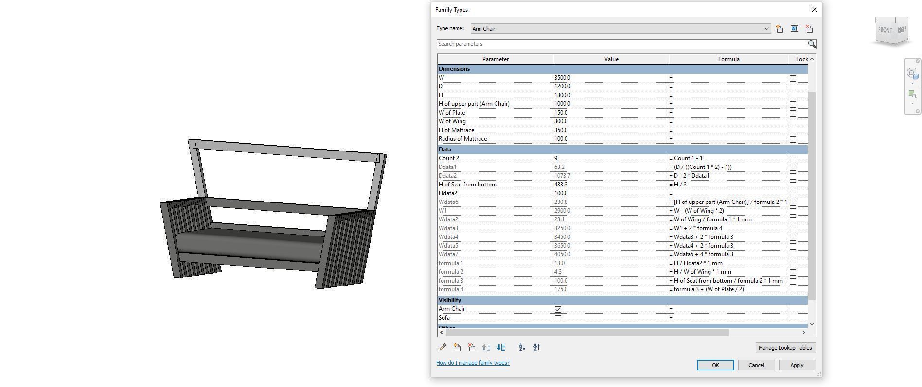 3D model Wooden bench - Full parametric Revit Family VR / AR / low-poly ...