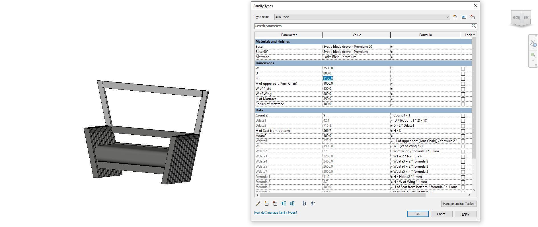 3D model Wooden bench - Full parametric Revit Family VR / AR / low-poly ...