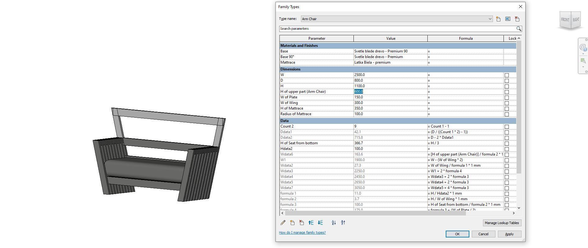 3D model Wooden bench - Full parametric Revit Family VR / AR / low-poly ...