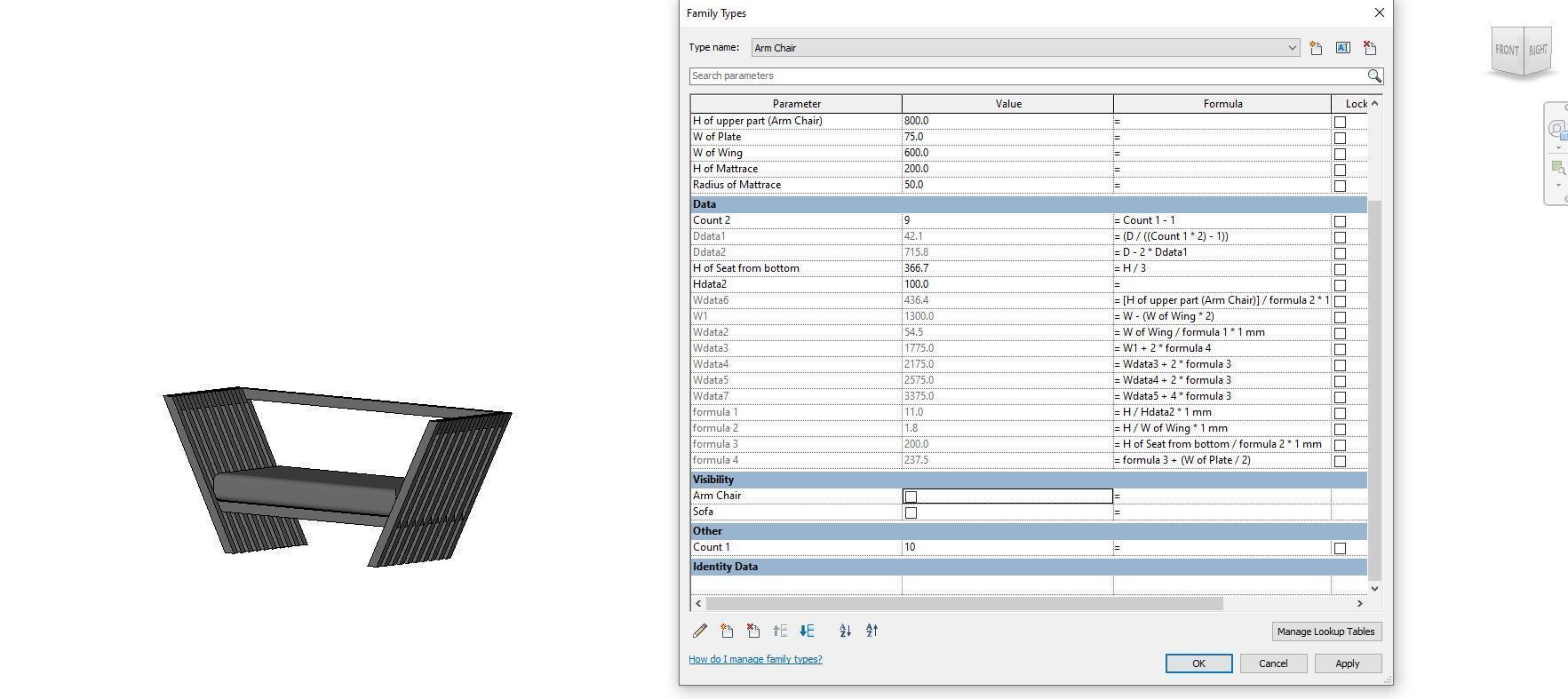 3D model Wooden bench - Full parametric Revit Family VR / AR / low-poly ...