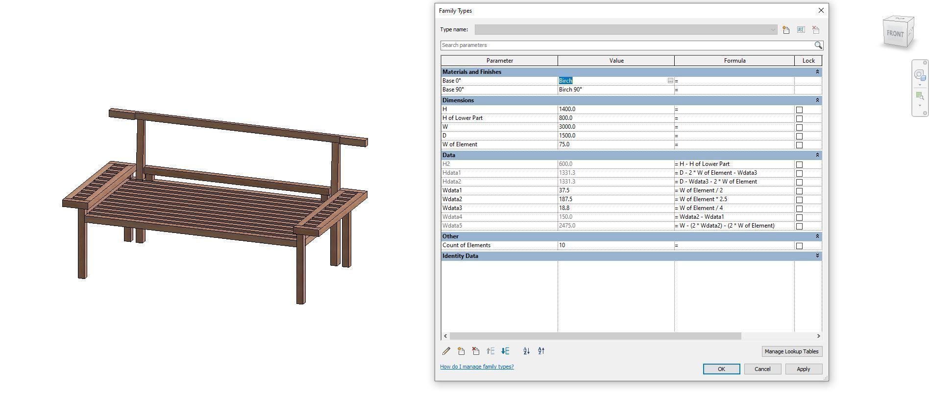 Wooden bench 2 - Full parametric Revit Family free VR / AR / low-poly ...