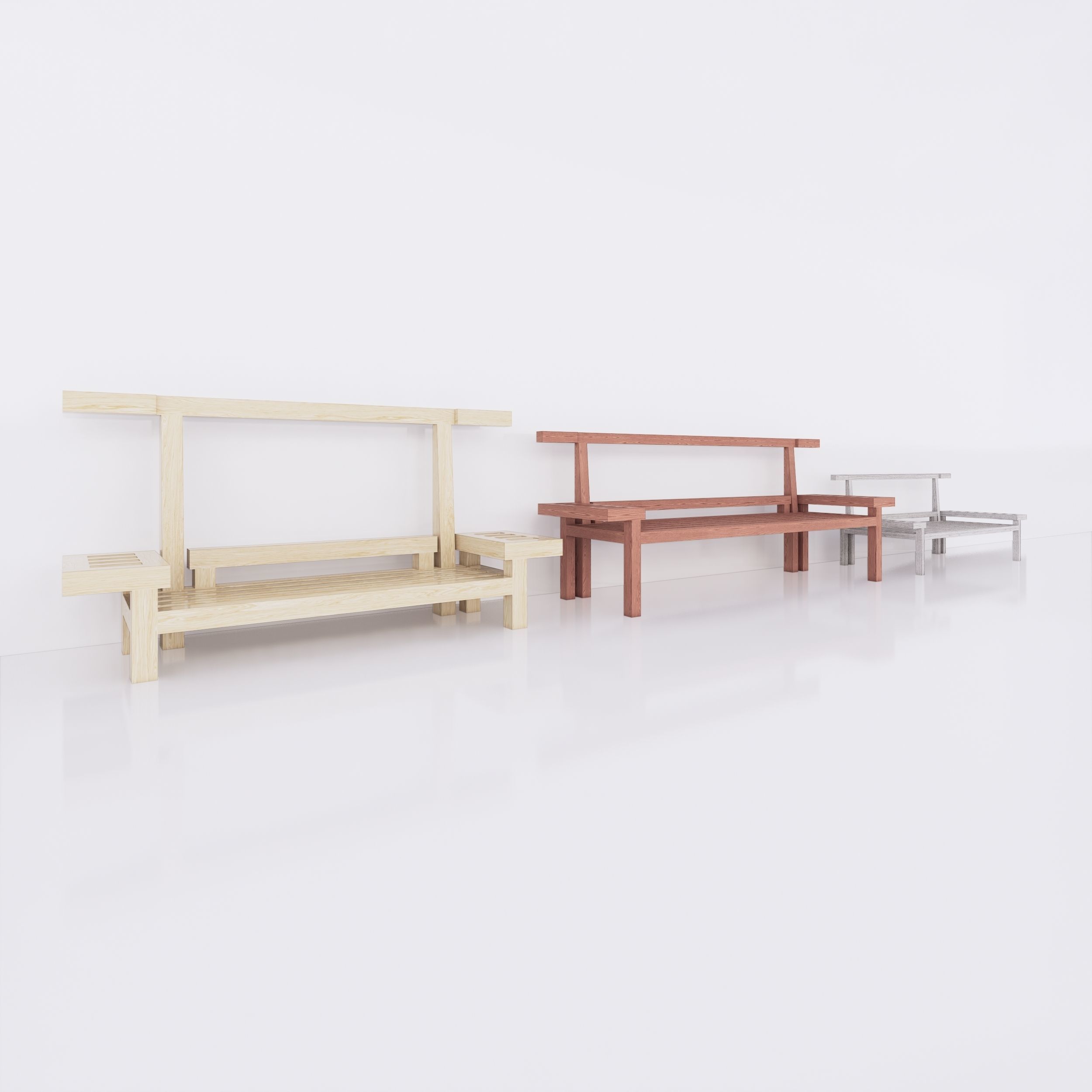 Wooden bench 2 - Full parametric Revit Family free VR / AR / low-poly ...
