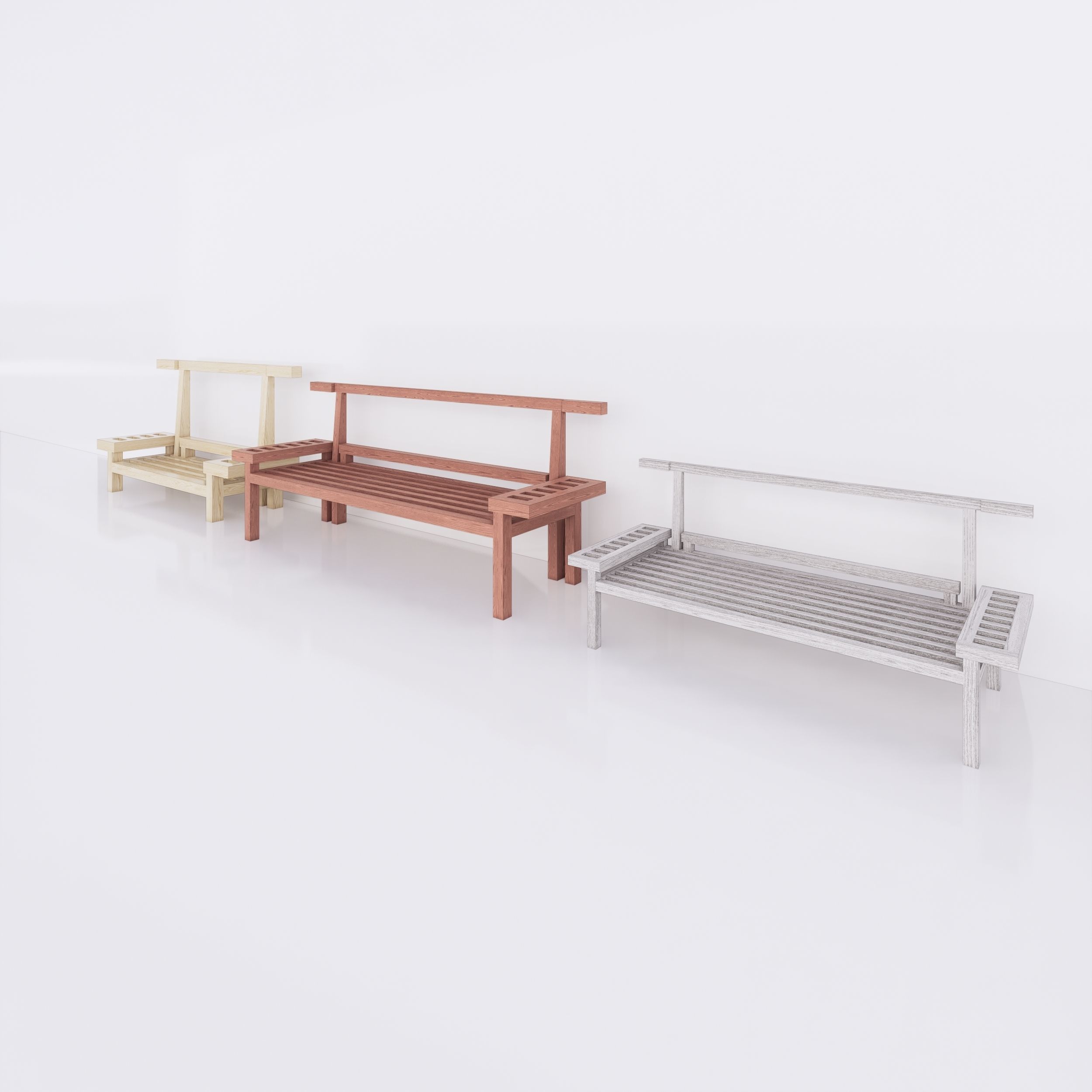 Wooden bench 2 - Full parametric Revit Family free VR / AR / low-poly ...