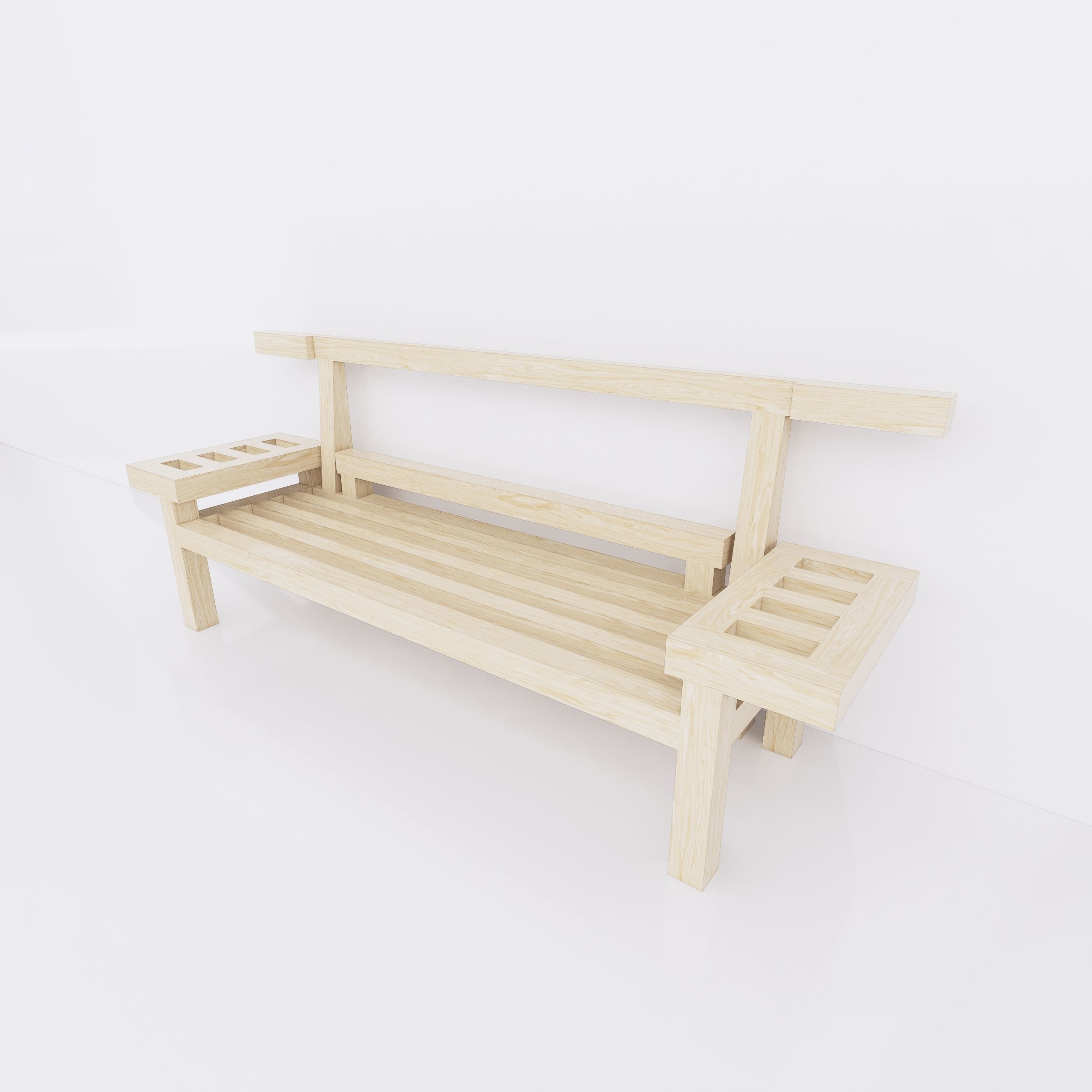 Wooden bench 2 - Full parametric Revit Family free VR / AR / low-poly ...