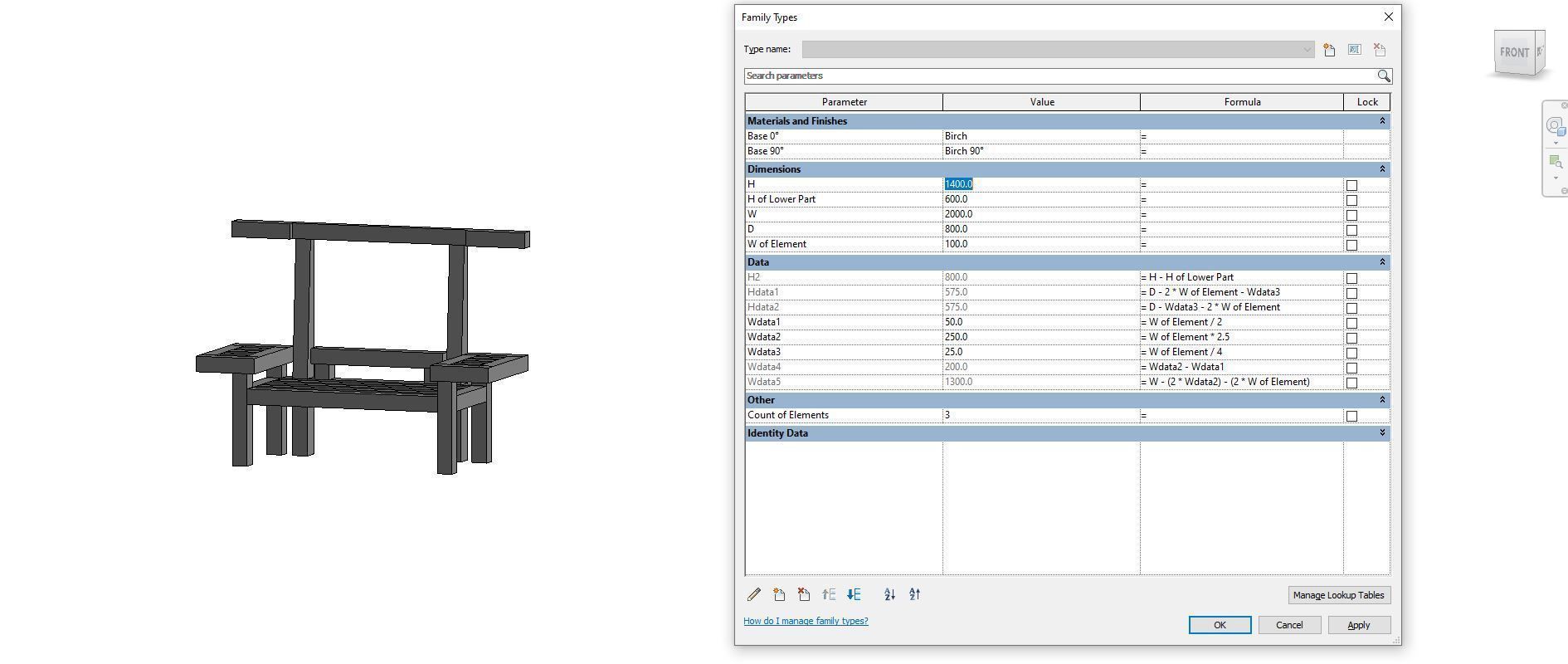 Wooden bench 2 - Full parametric Revit Family free VR / AR / low-poly ...