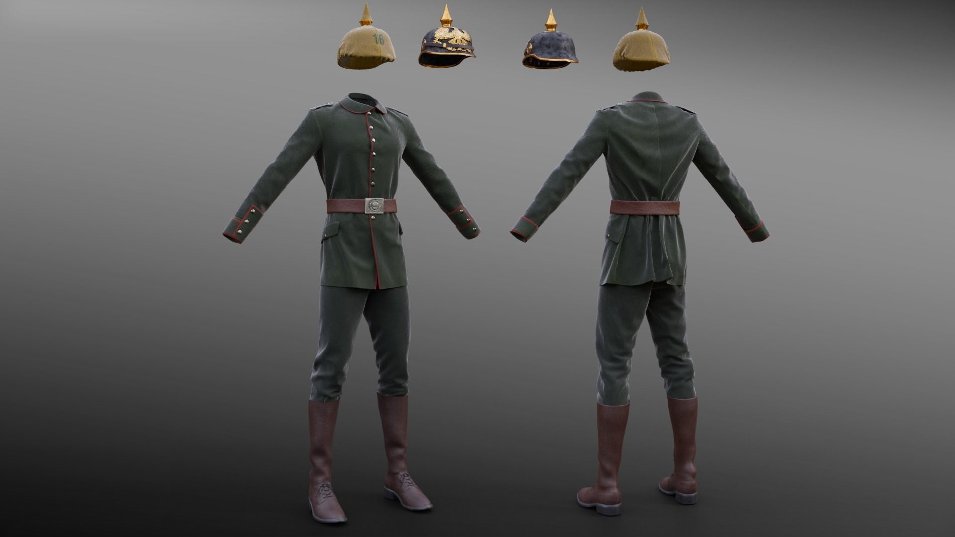 3D model German WW1 Uniform VR / AR / low-poly | CGTrader