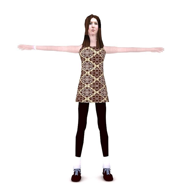 low poly female girl in dress and leggings free VR / AR / low-poly 3D ...