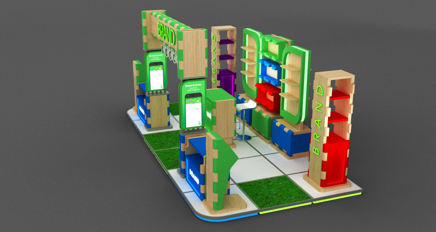 3D model EXHIBITION BOOTH MODULAR 3X6 METER VR / AR / low-poly | CGTrader