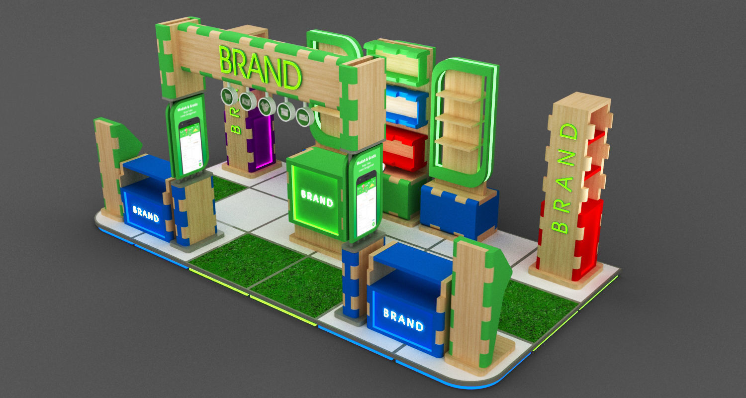 3D model EXHIBITION BOOTH MODULAR 3X6 METER VR / AR / low-poly | CGTrader