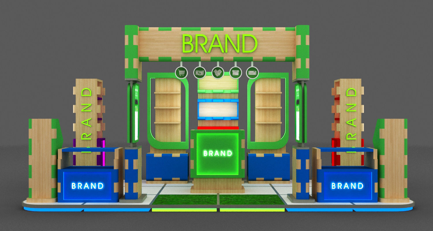 3D model EXHIBITION BOOTH MODULAR 3X6 METER VR / AR / low-poly | CGTrader