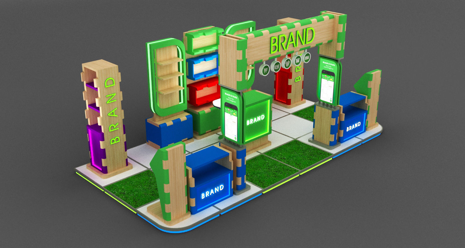 3D model EXHIBITION BOOTH MODULAR 3X6 METER VR / AR / low-poly | CGTrader