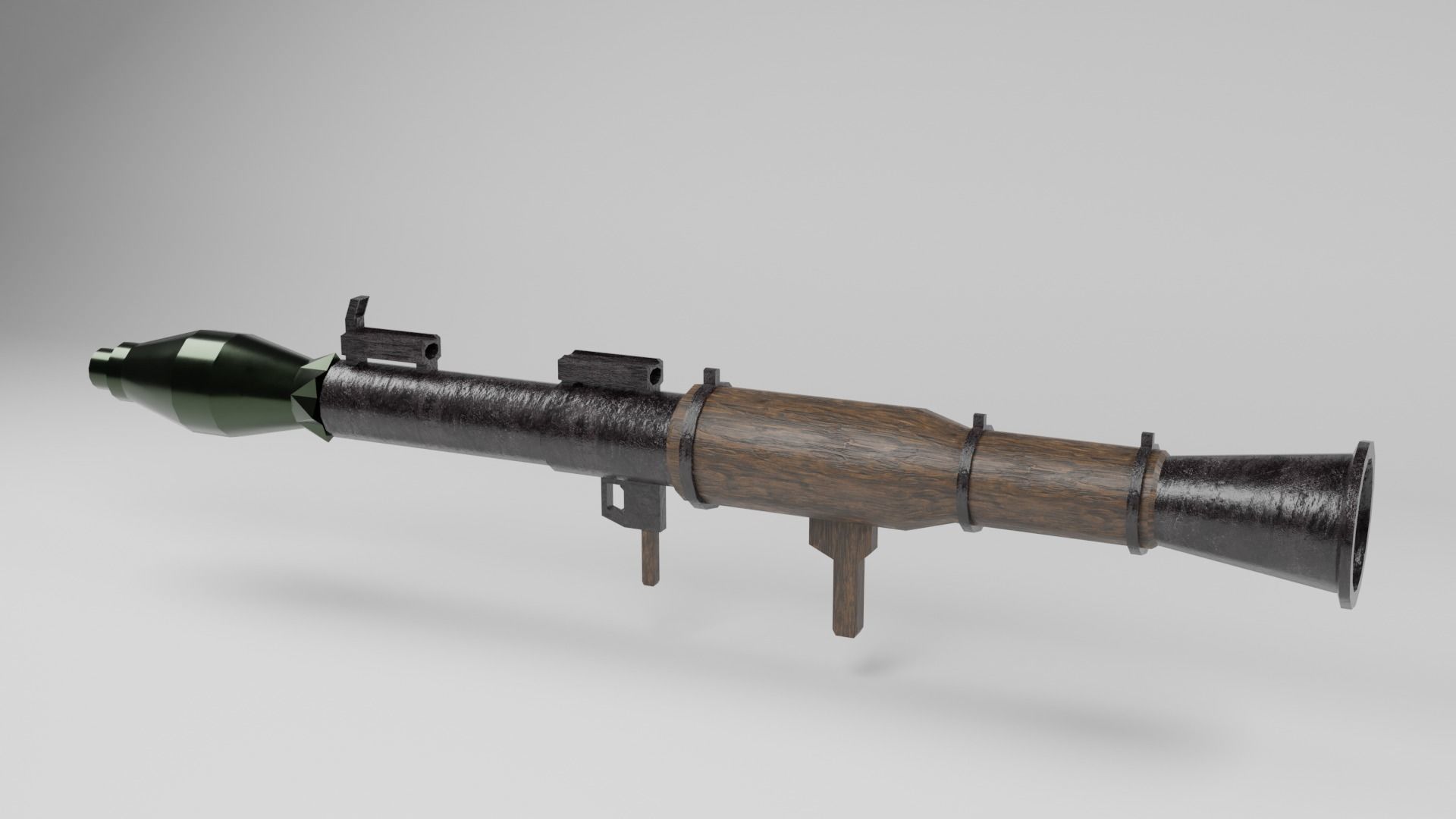 3D model bazooka low poly gun with wooden handle VR / AR / low-poly ...