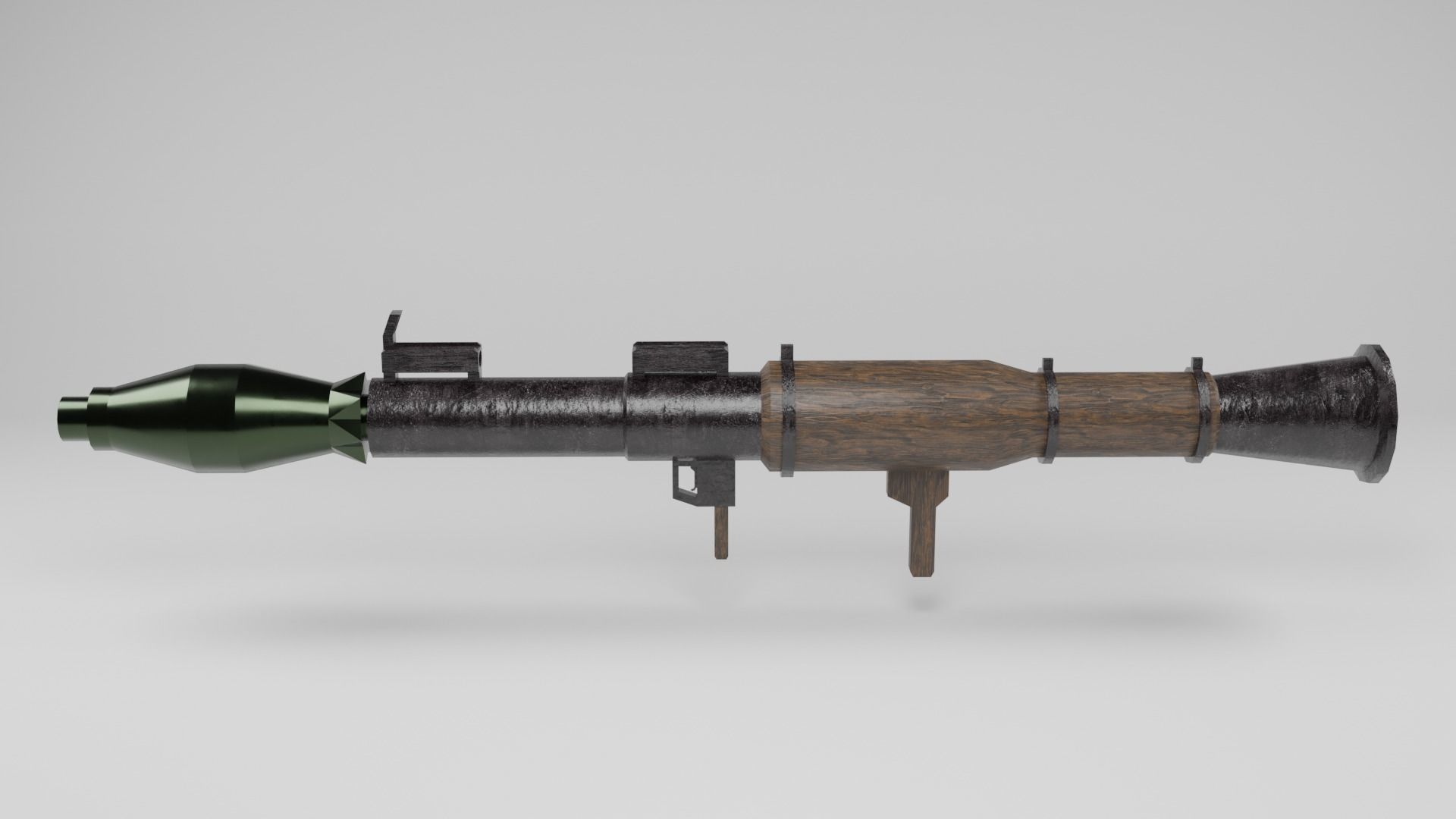 3D model bazooka low poly gun with wooden handle VR / AR / low-poly ...
