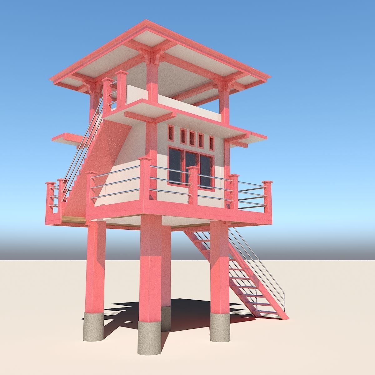 Beach Tower Lifeguard Station 3D model | CGTrader