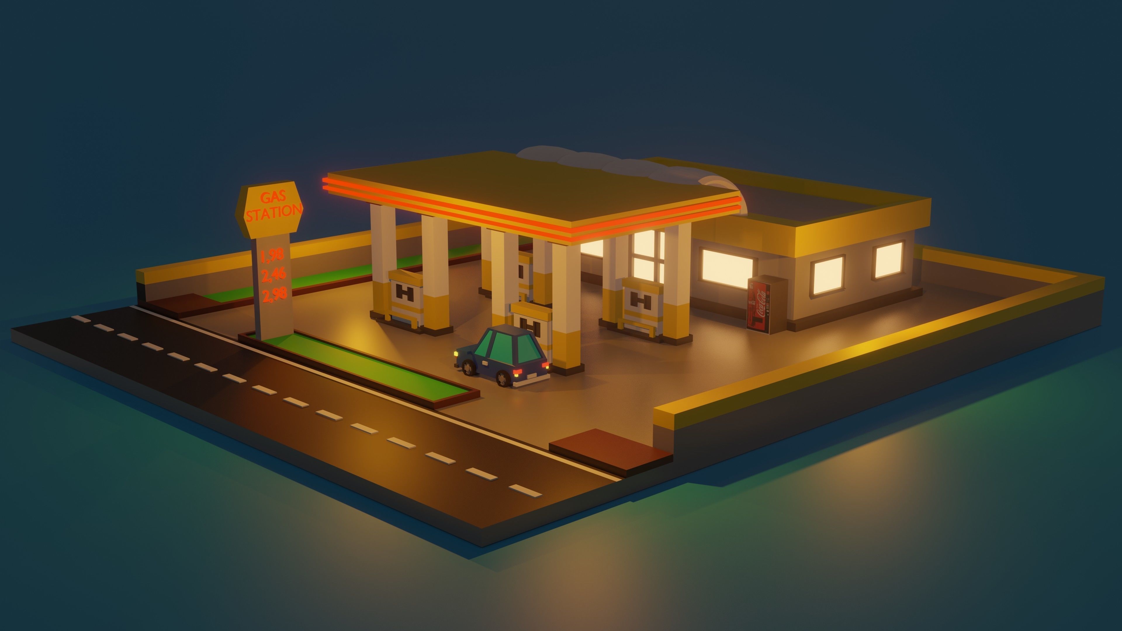 3D model Low Poly Gas Station VR / AR / low-poly | CGTrader