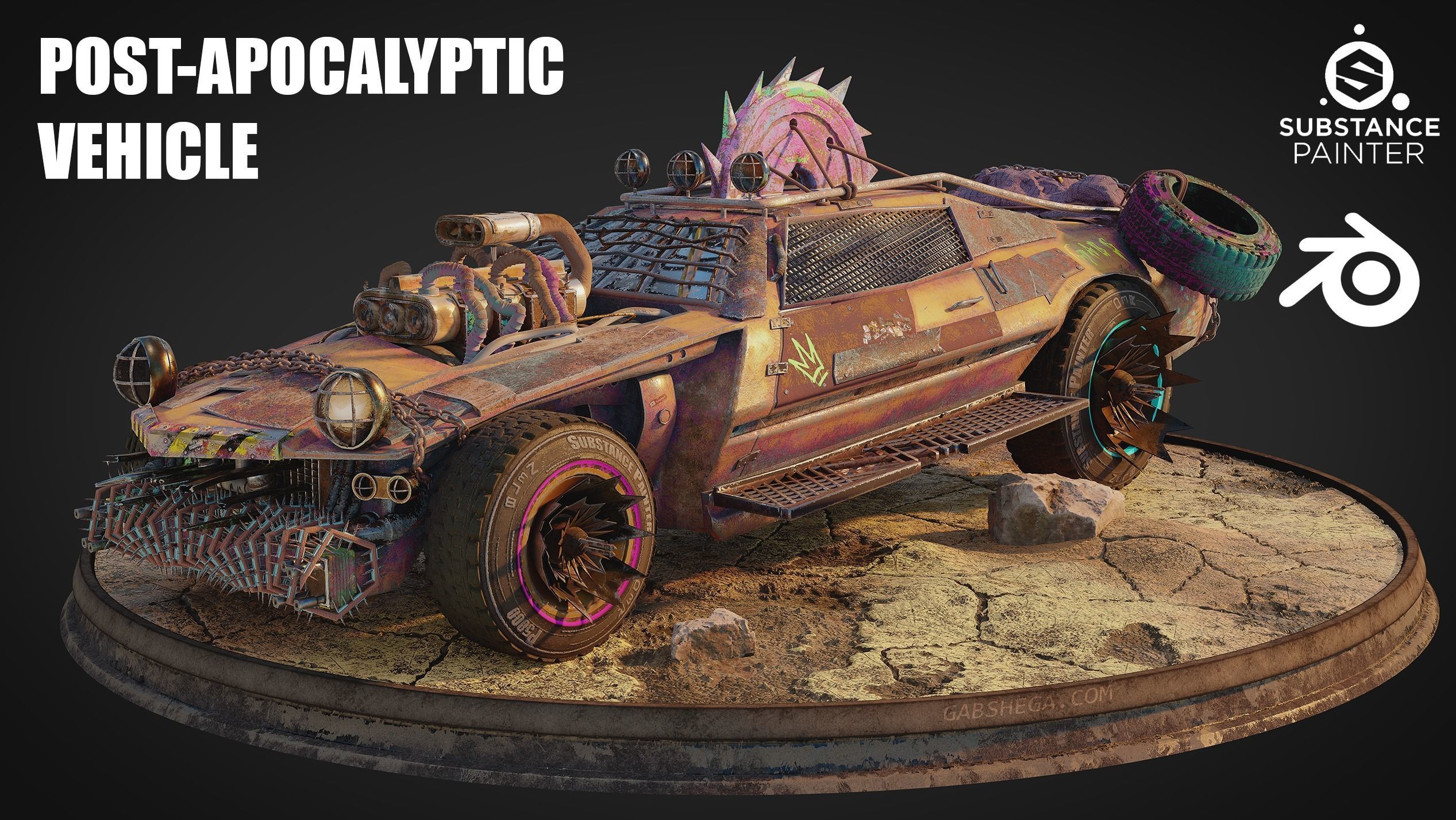 Post Apocalyptic Vehicle Blender Scene 3D model animated | CGTrader