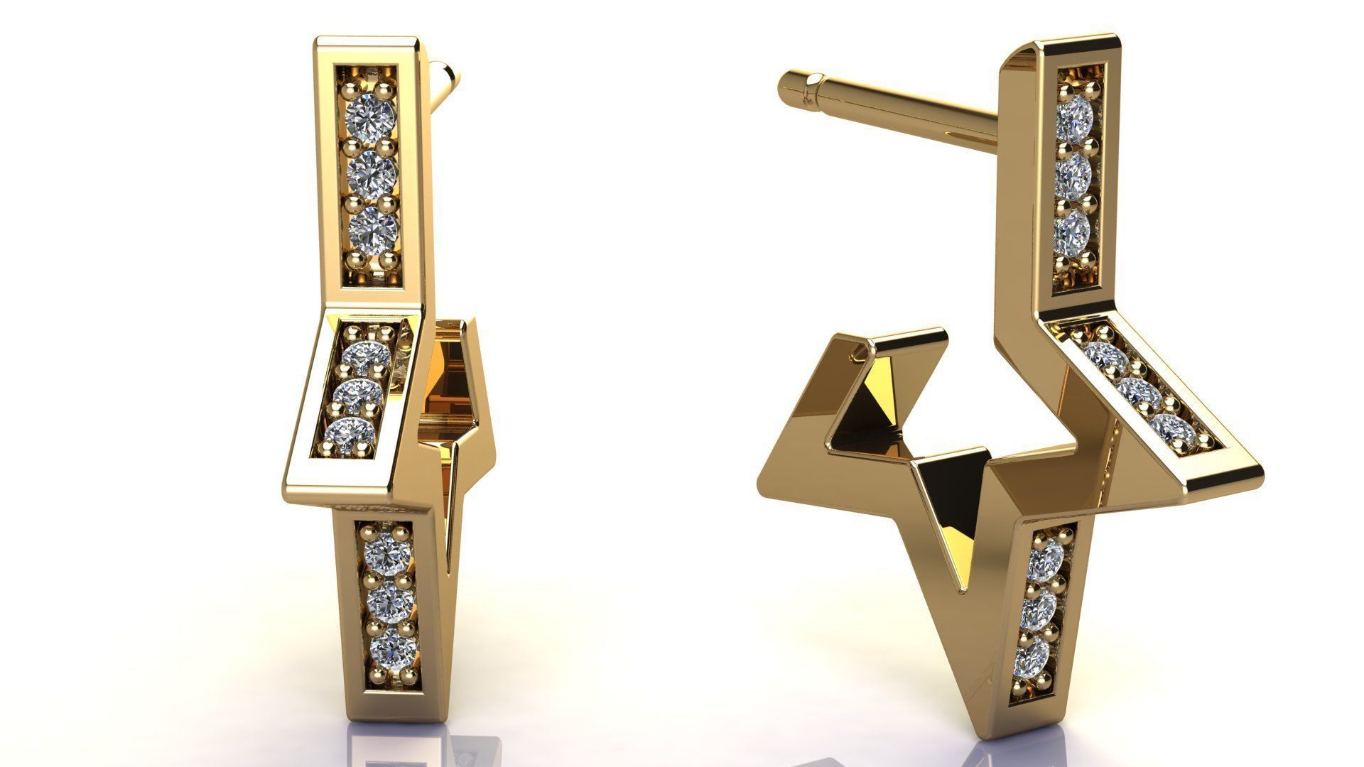 Star Earring with Diamonds size 15 mm 3D model 3D printable | CGTrader