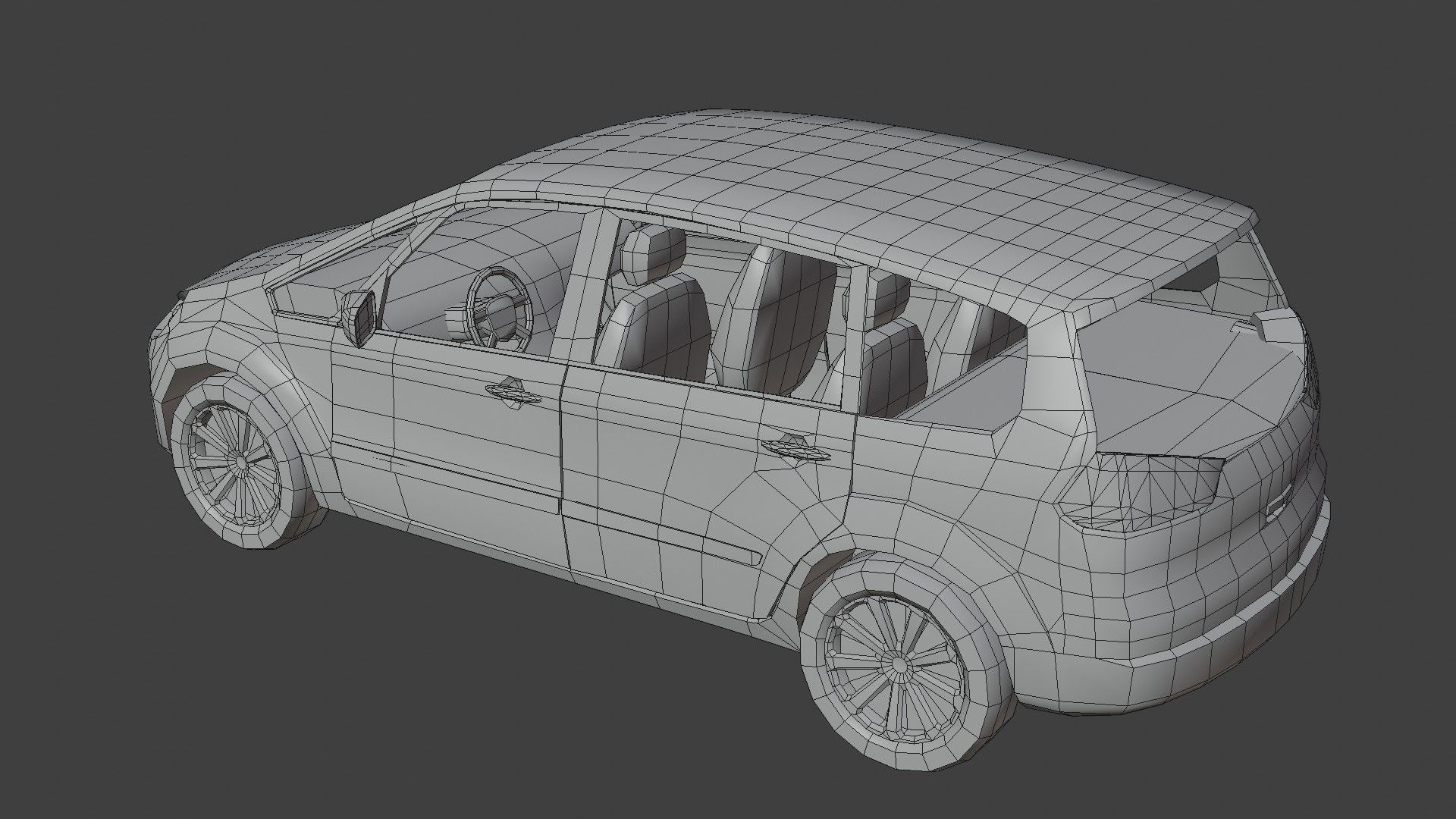 3D model Generic Minivan Car With Interior Lowpoly 3D Model VR / AR ...