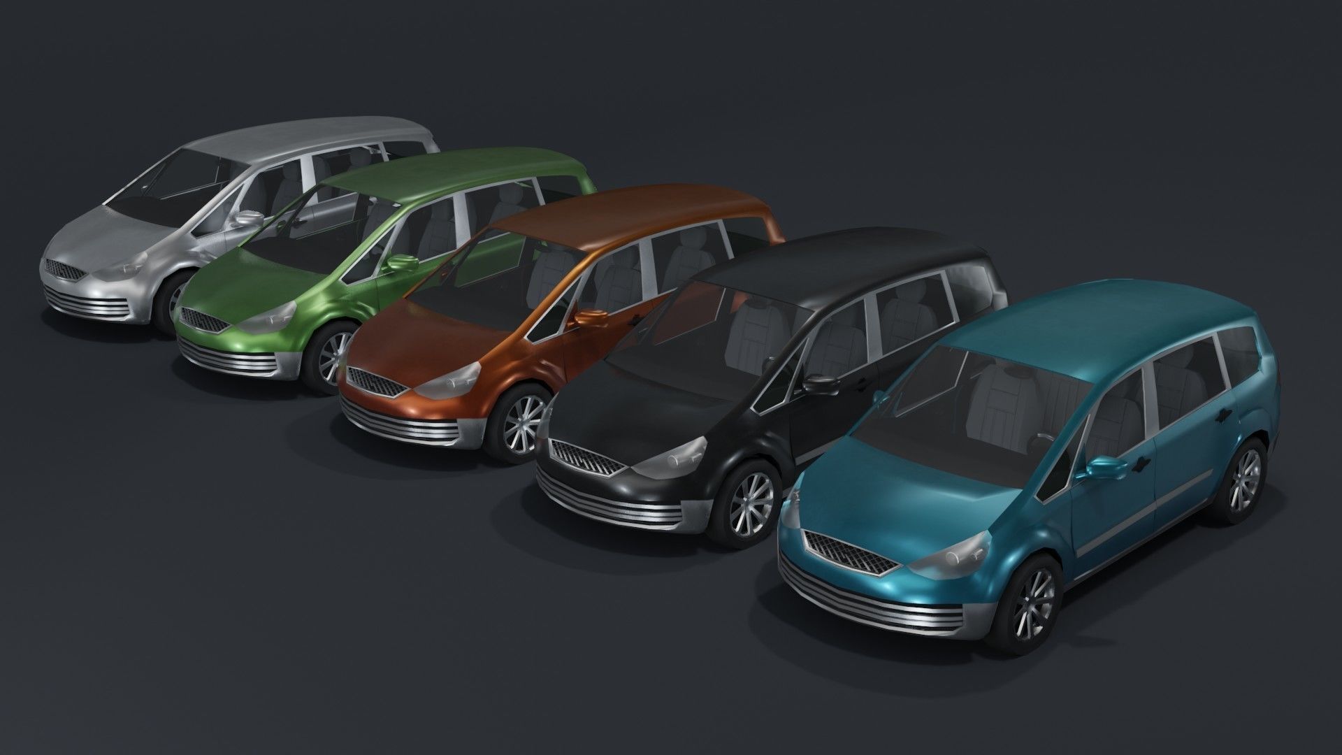 3D model Generic Minivan Car With Interior Lowpoly 3D Model VR / AR ...