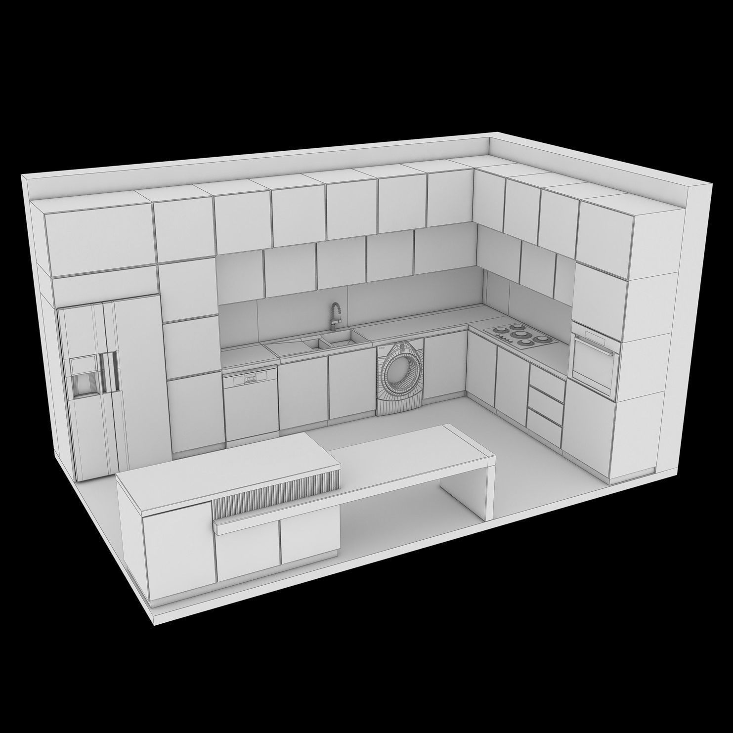 Modern Kitchen Cabinet Set 3D model | CGTrader