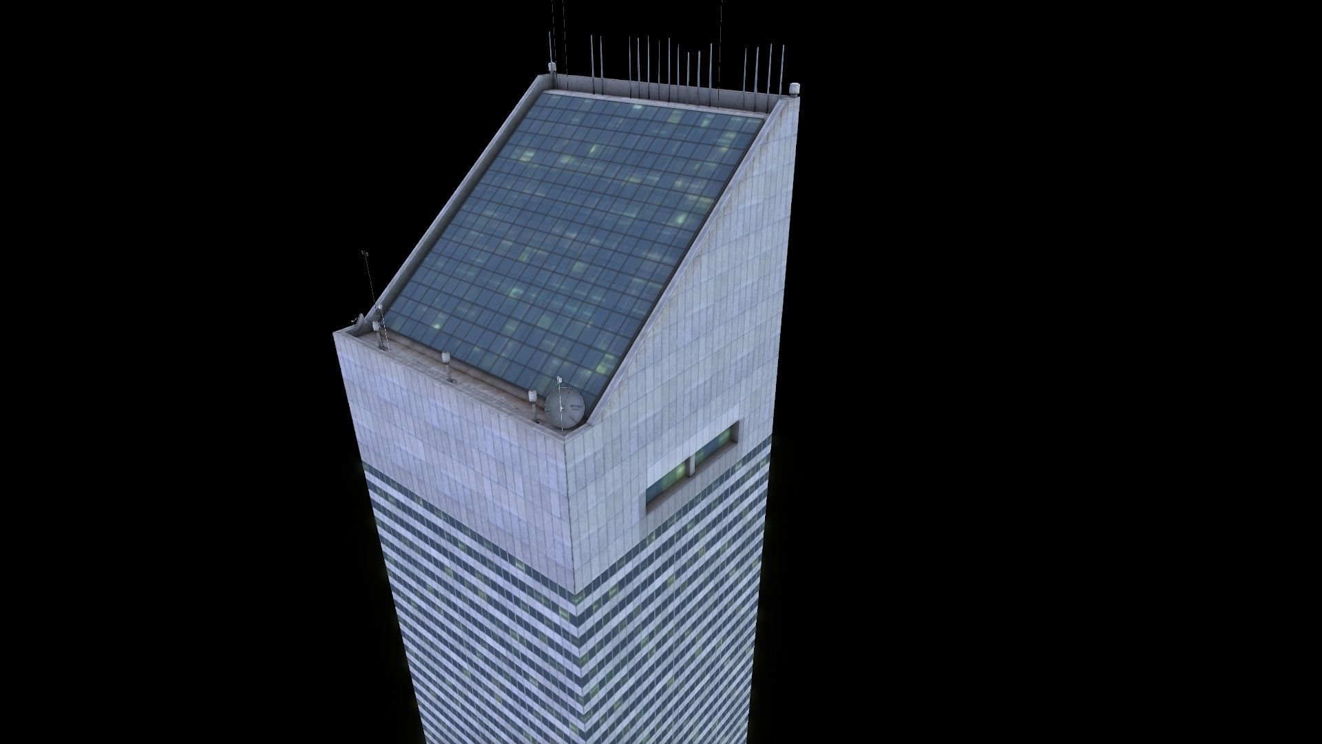 3D model Lowpoly Skyscraper model at night VR / AR / low-poly | CGTrader