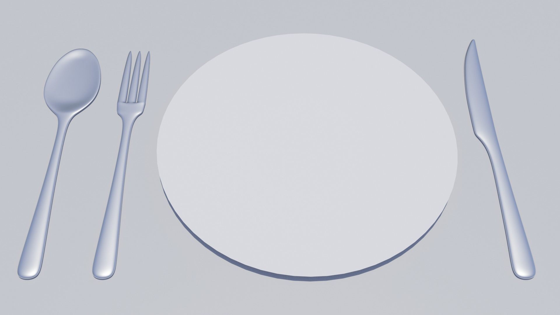 Cutlery Set silver fork and knife on plate 3D model | CGTrader