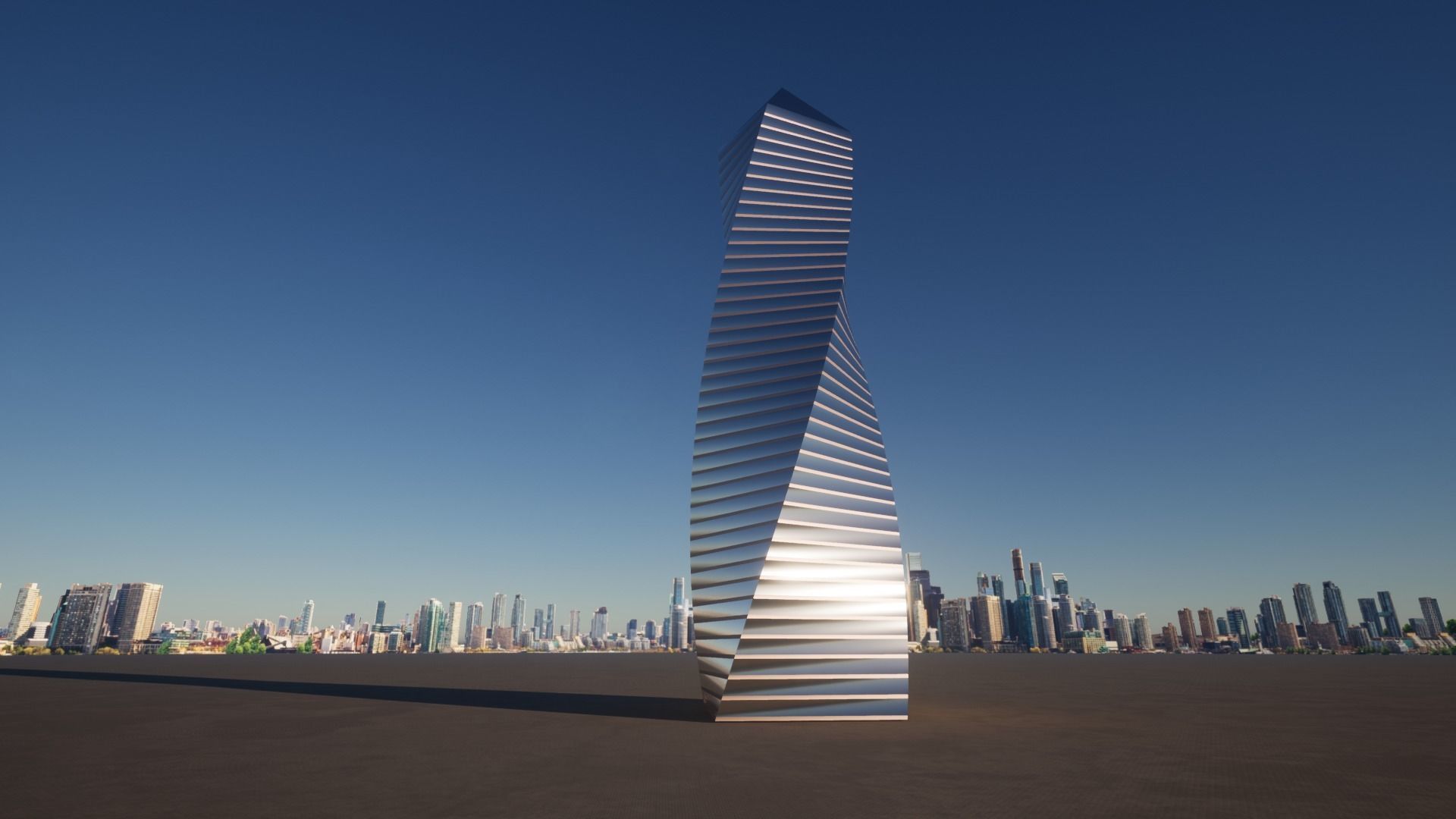 3D model tower futuristic in middle of city VR / AR / low-poly | CGTrader
