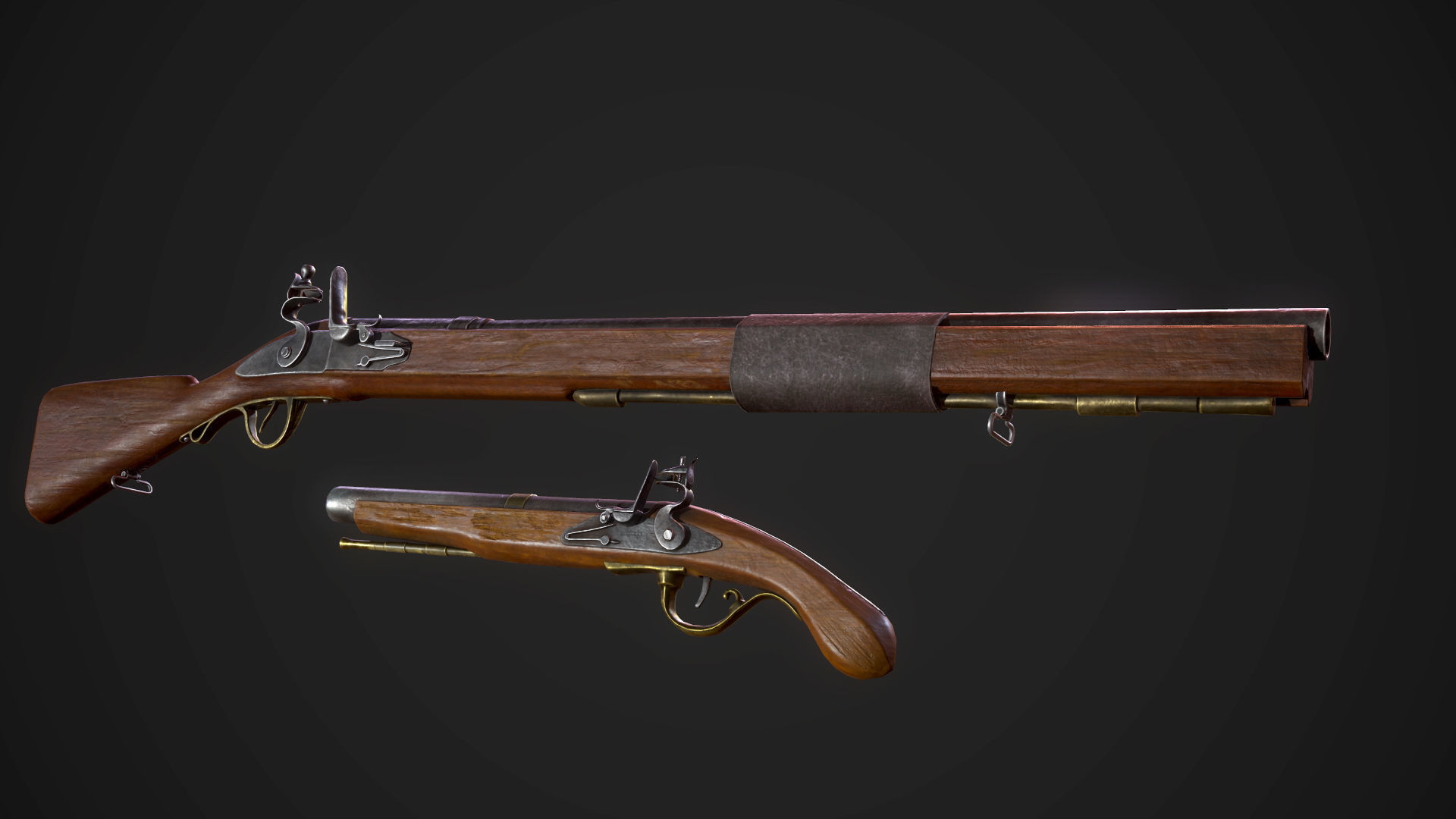 3D model Flintlock pistol and Rifle - Game Ready VR / AR / low-poly ...
