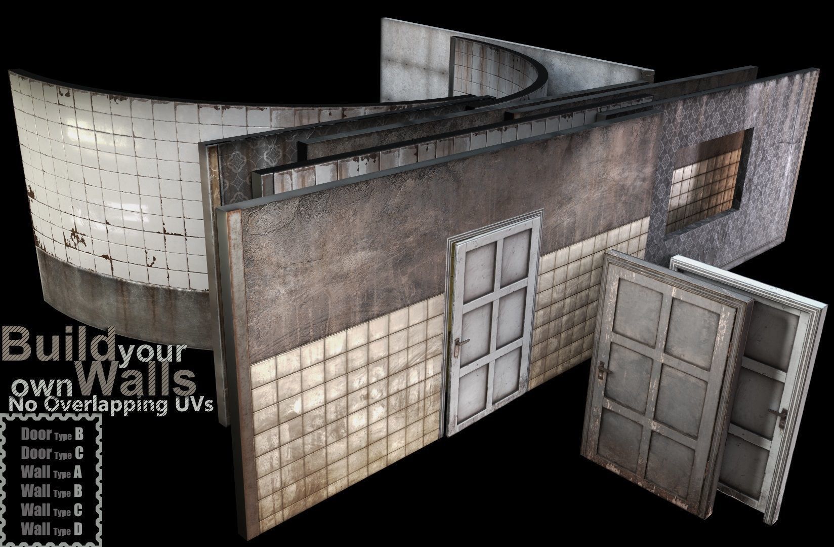 building Modular Kit - wall collection - PBR VR / AR / low-poly | CGTrader