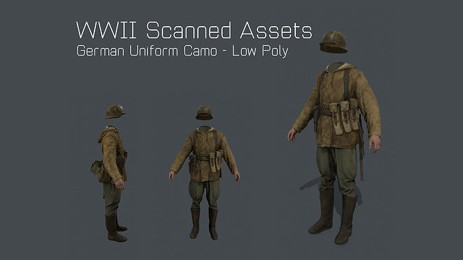 3D model German Uniform Camo - WW2 Scanned Asset Pack VR / AR / low ...