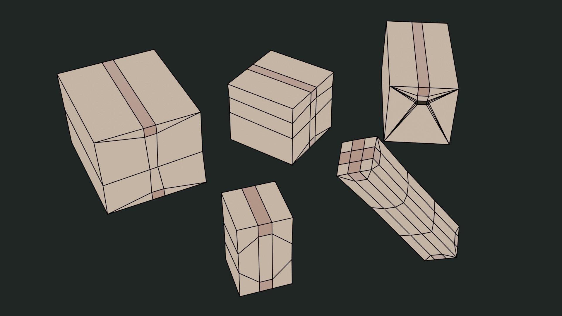 3D model Low Poly Cardboard Box Pack VR / AR / low-poly | CGTrader