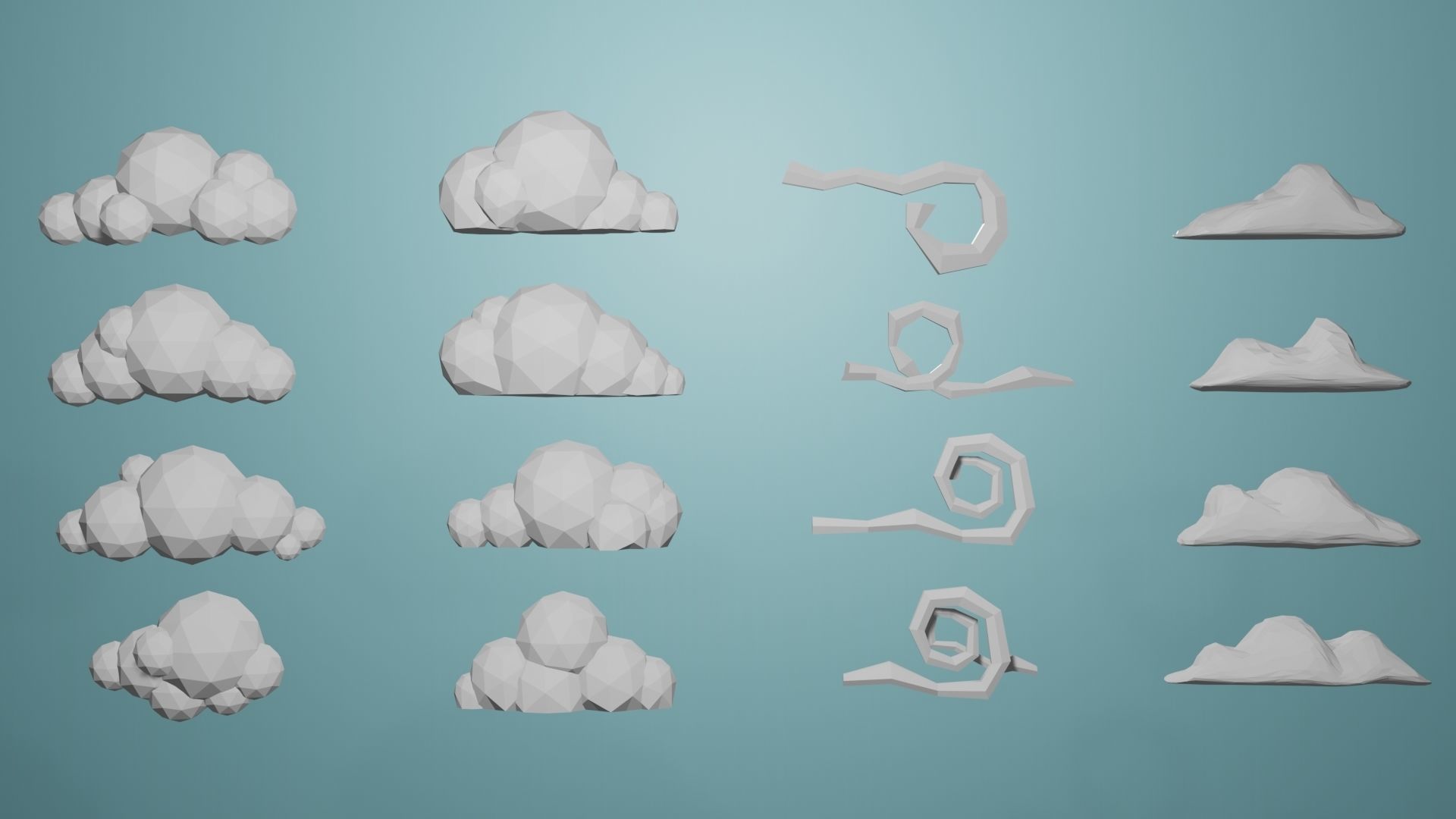 Texture Clouds pack 16 psc low poly VR / AR / low-poly | CGTrader